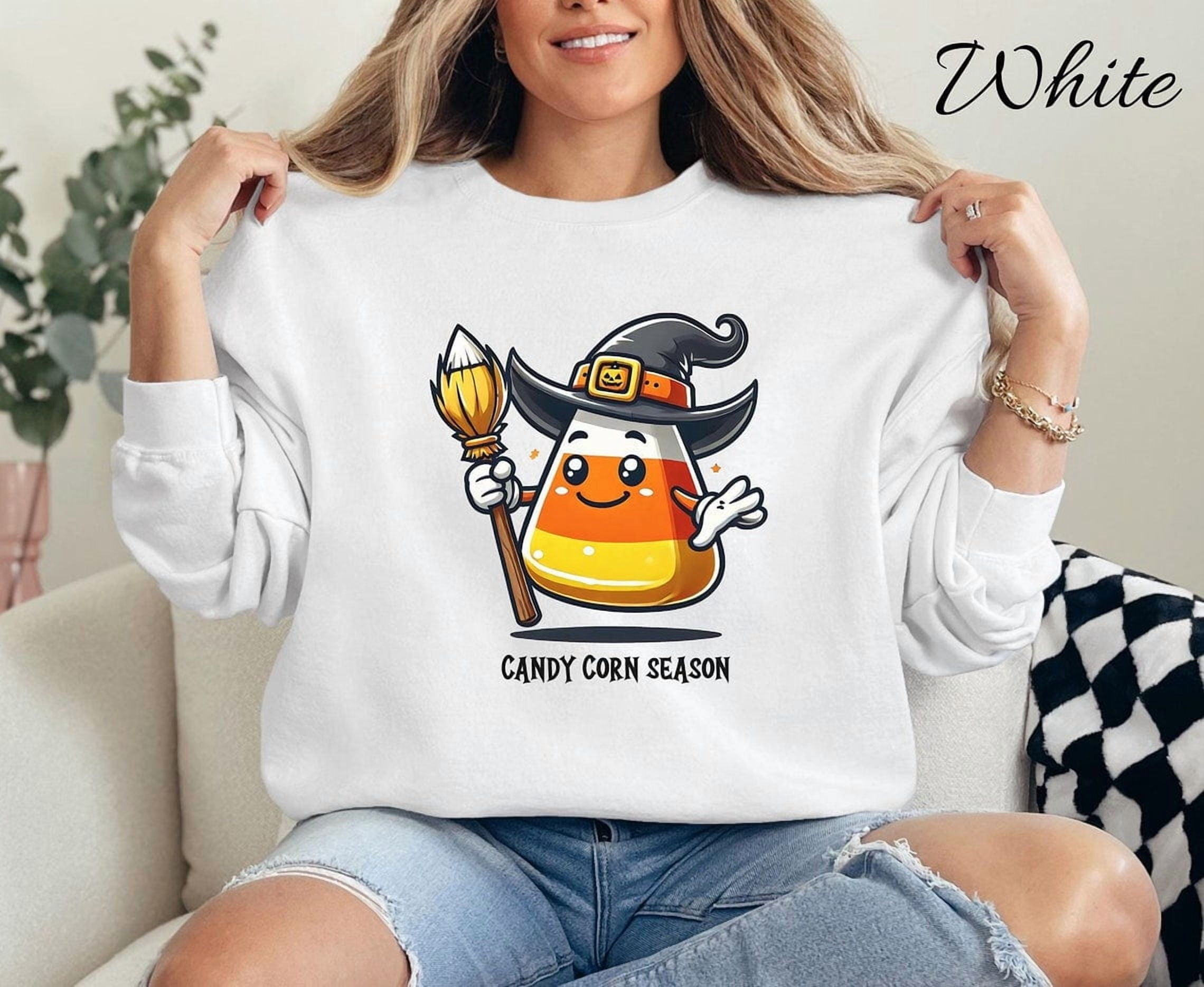 Candy Corn Sweatshirt, Costume Crewneck Jumper, Fall Witchy Pullover, Spooky Candy Corn Shirt ...