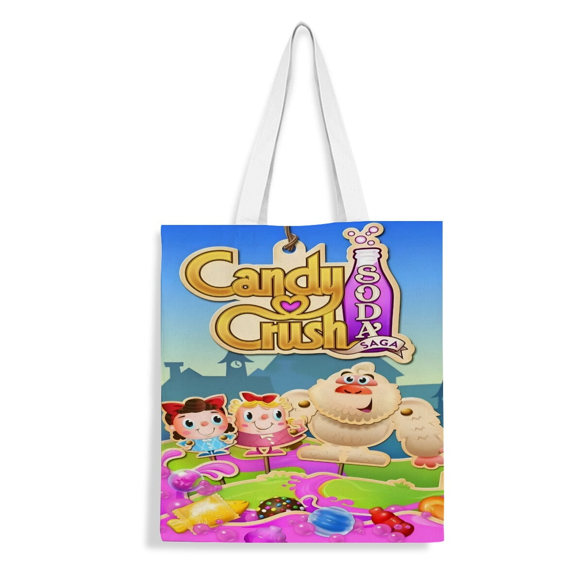 Candy Crush Saga canvas Tote Bag for Women Aesthetic Cute Cat Shopping Grocery Reusable Bags ...