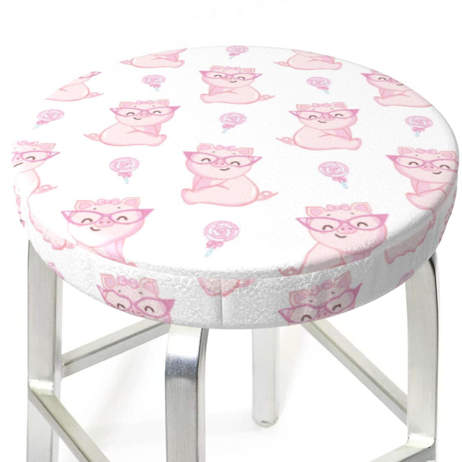 Candy Cute Pig Pink Round Bar Stool Seat Covers, Elastic Round Chair ...