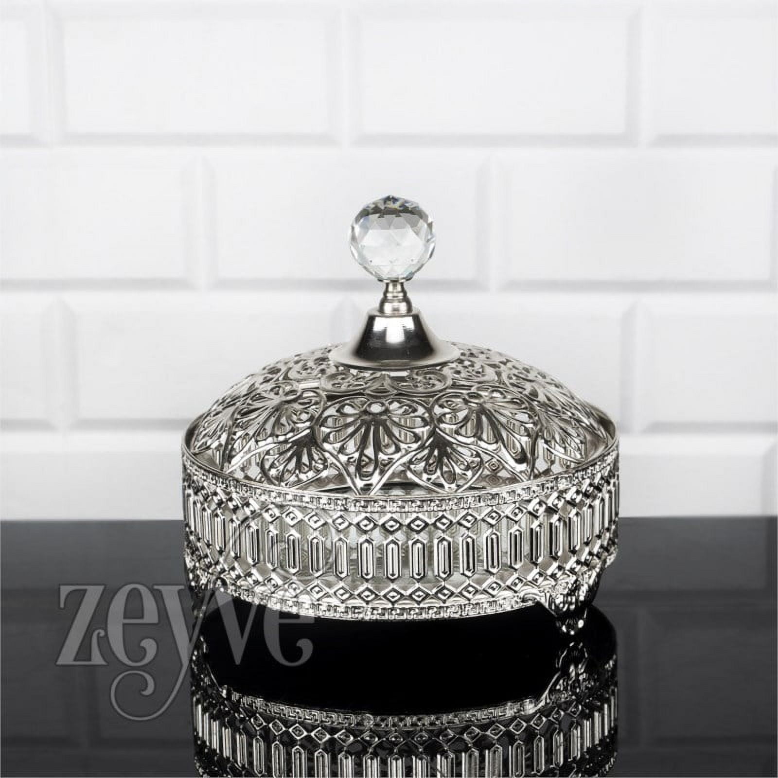 Candy Dish Bowl with Metal Lid and Crystal Top, Vintage Handmade ...