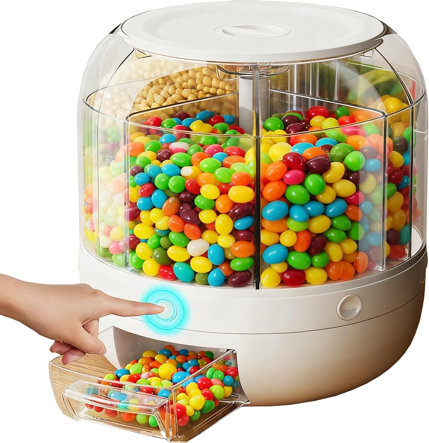 Candy Dispenser 360° Rotating, 6 Compartment Large Capacity Candy ...