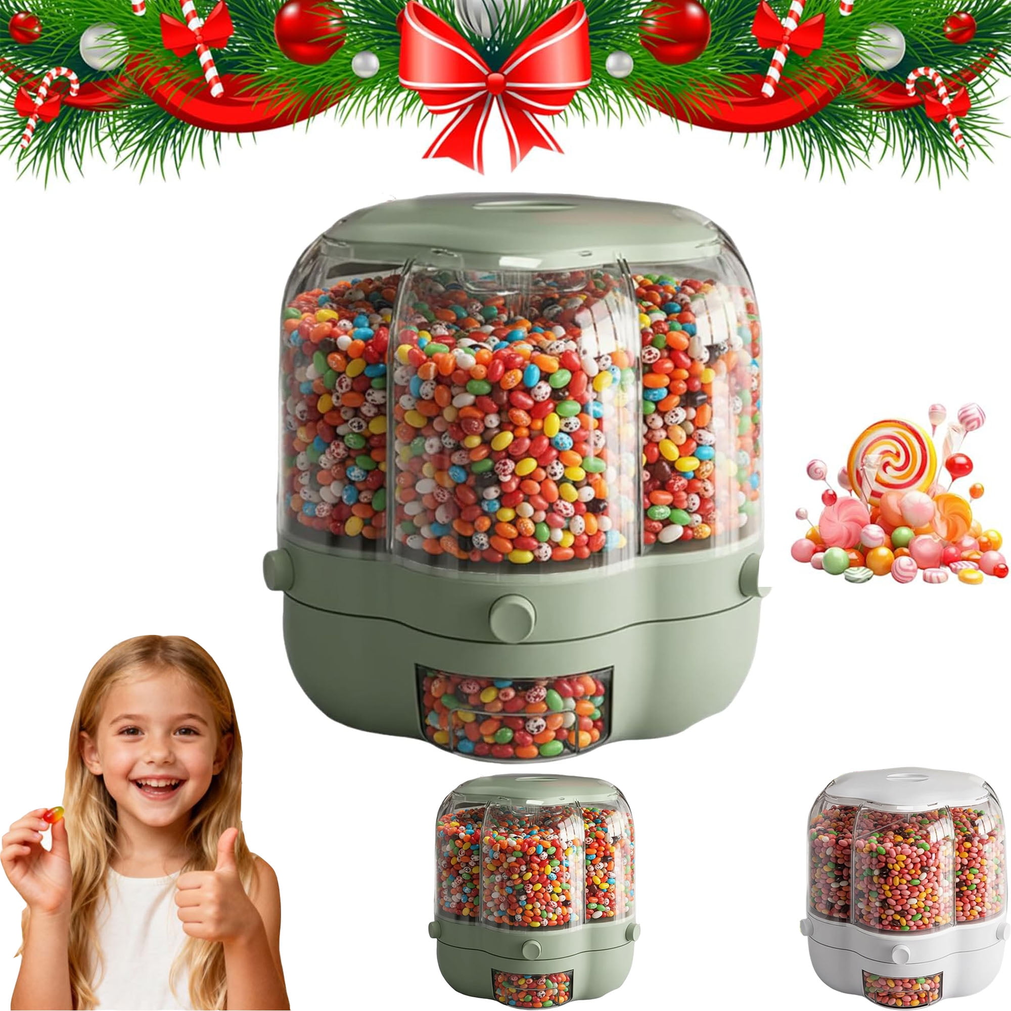 Candy Dispenser 360° Rotating with 6 Compartments,Candy Dispenser 6 ...