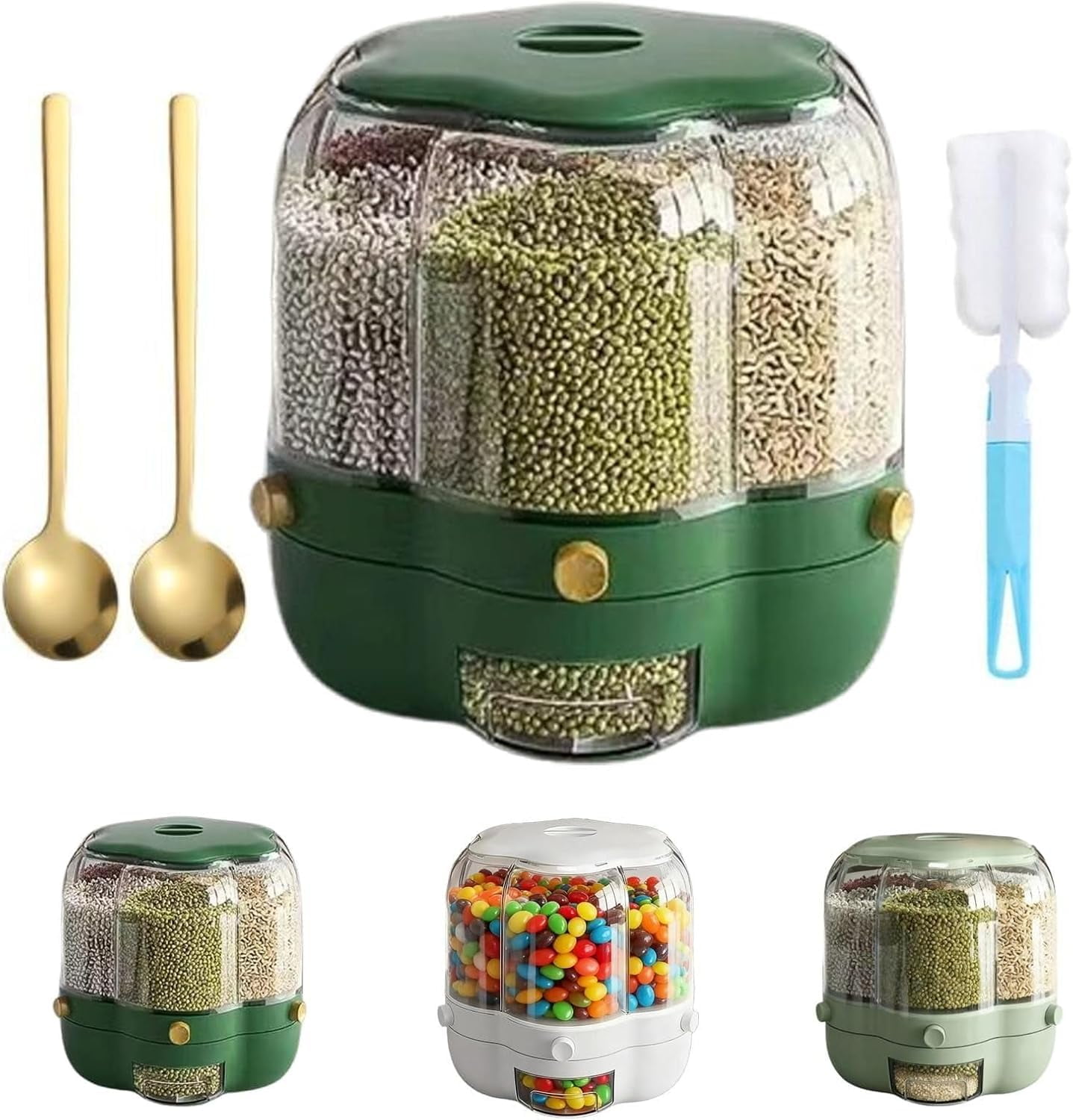 Candy Dispenser 360° Rotating with 6 Compartments, Candy Dispenser Treat Boxes, Rotating Candy ...