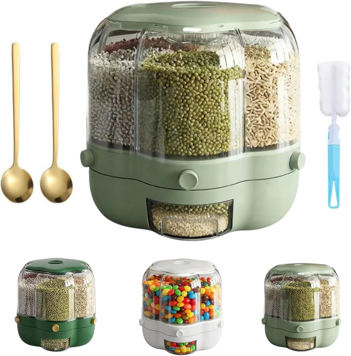 Candy Dispenser 360° Rotating with 6 Compartments, Candy Dispenser ...