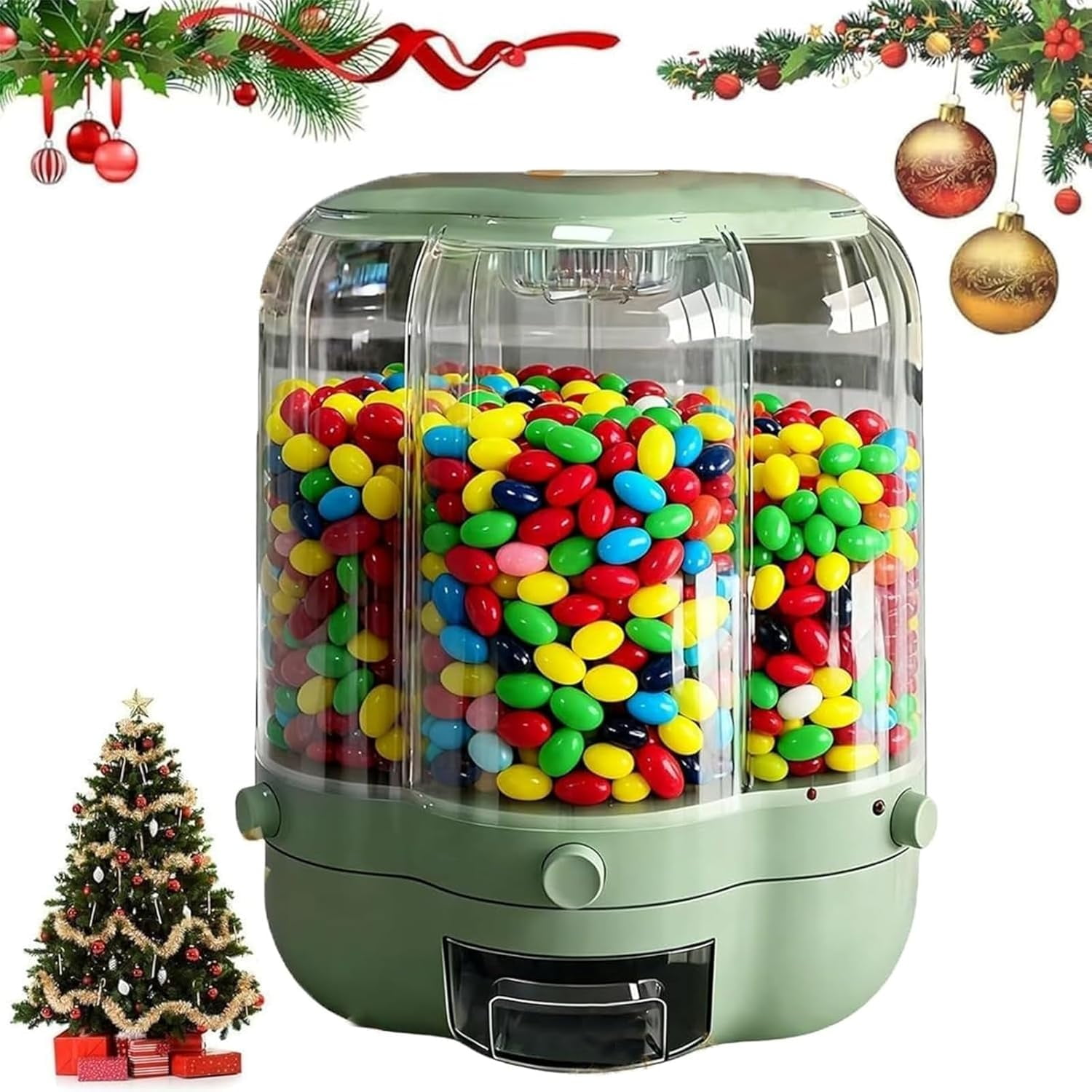 Candy Dispenser 360° Rotating with 6 Compartments,Grain Storage ...