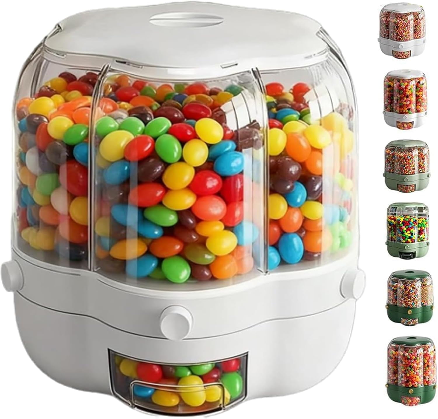 Candy Dispenser 360°Rotating with 6 Compartments, Multi Spinning Candy ...