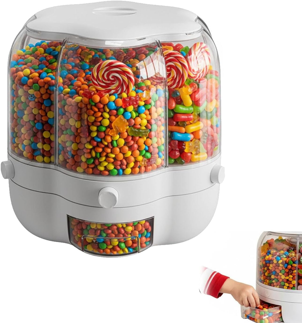 Candy Dispenser 360° Rotating with 6 Compartments, Rotating Candy ...