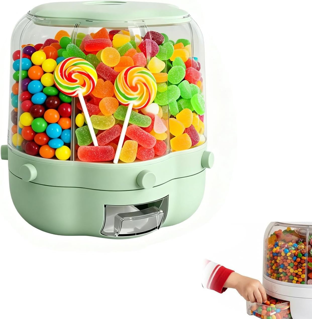Candy Dispenser 360° Rotating with 6 Compartments, Rotating Candy ...