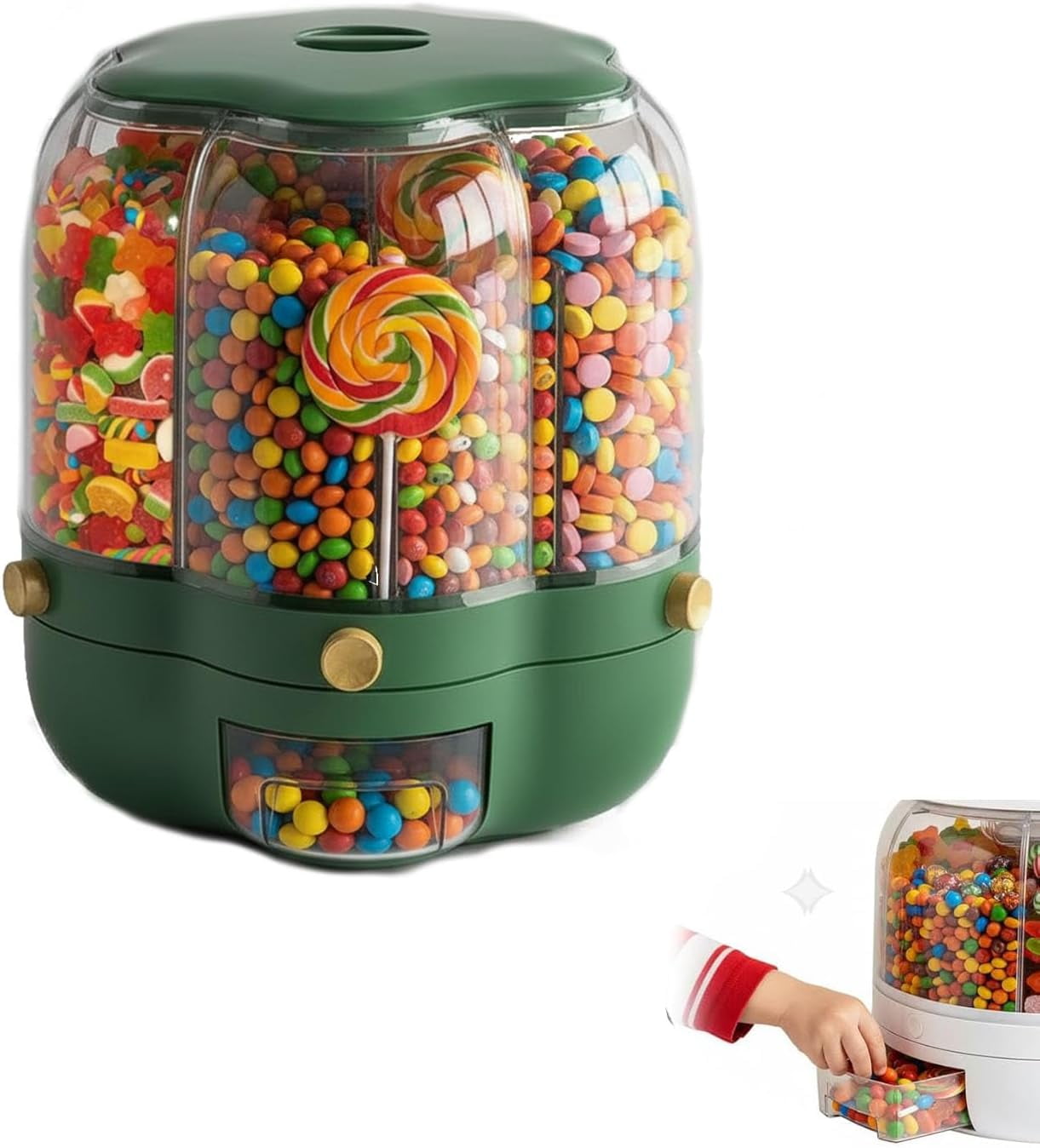 Candy Dispenser 360° Rotating with 6 Compartments, Rotating Candy ...