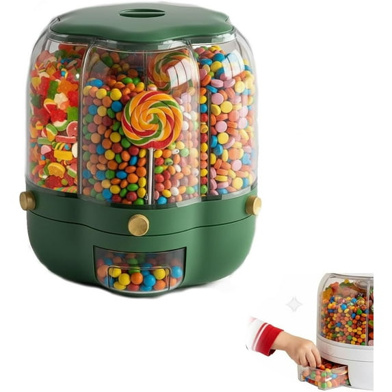 Candy Dispenser 360° Rotating with 6 Compartments, Rotating Candy ...