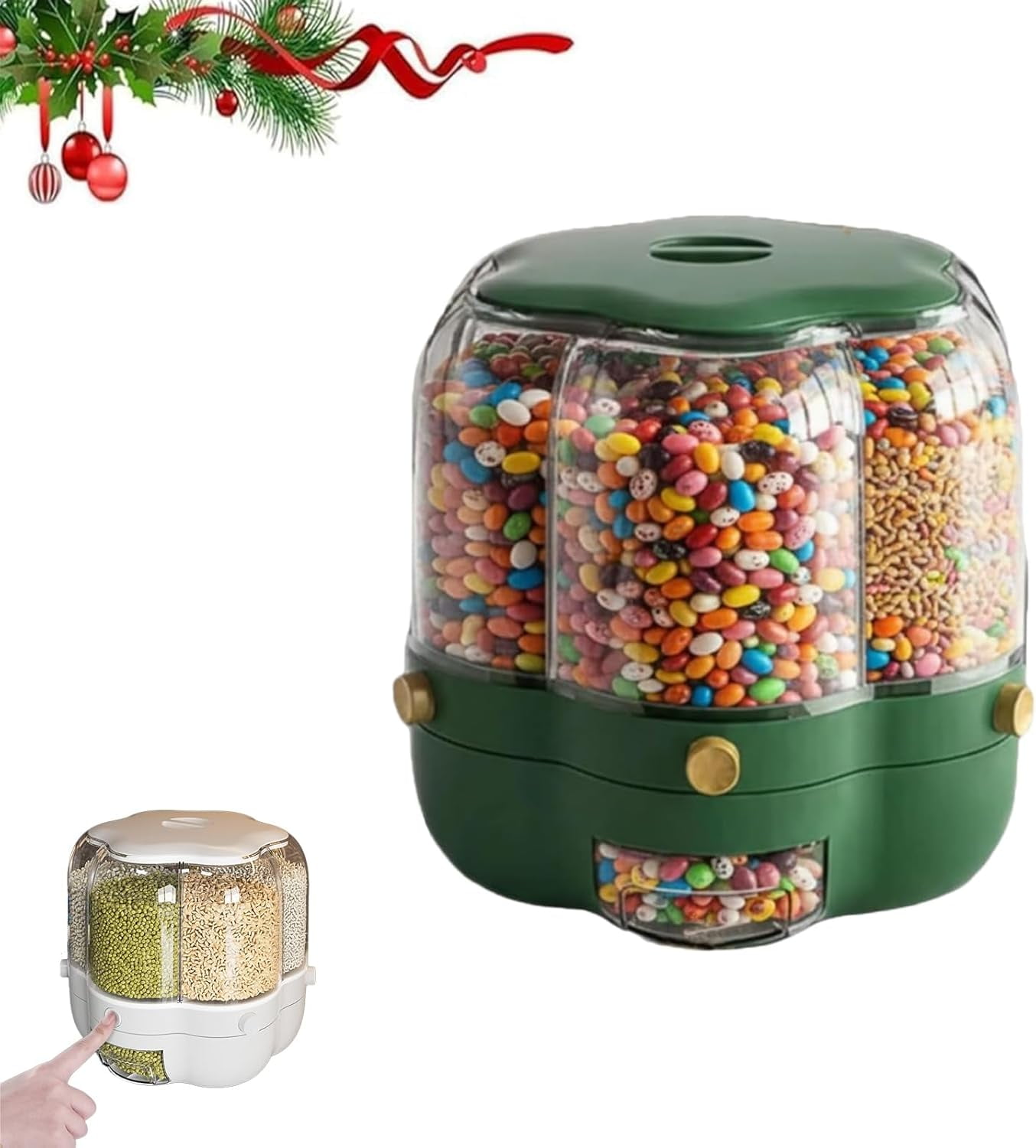 Candy Dispenser 360° Rotating with 6 Compartments, Rotating Candy ...