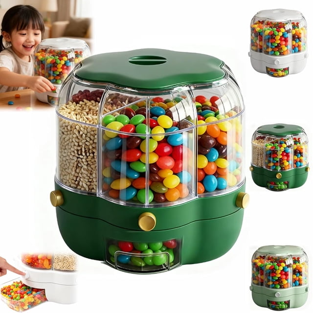Candy Dispenser 360° Rotating with 6 Compartments, Large Capacity Multi ...