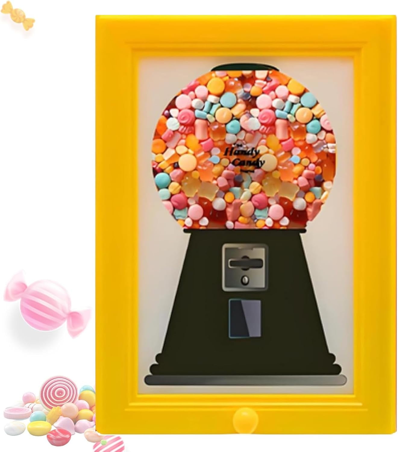 Candy Dispenser Frame, Mini Gumball Machine, Rare Vintage Wall Candy ...