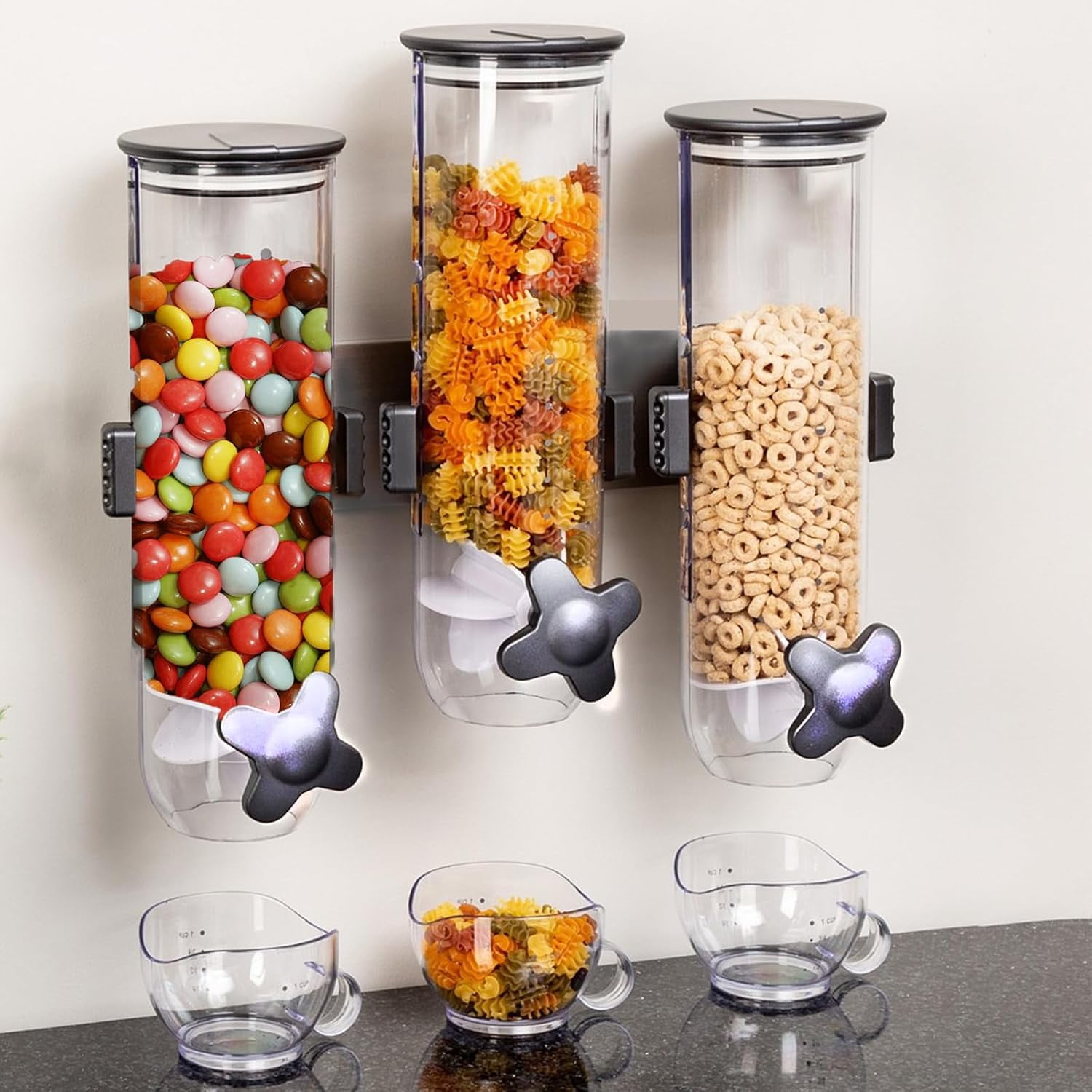 Candy Dispenser Wall Mounted,Triple Dry Food Dispensers,Grain Dispenser ...