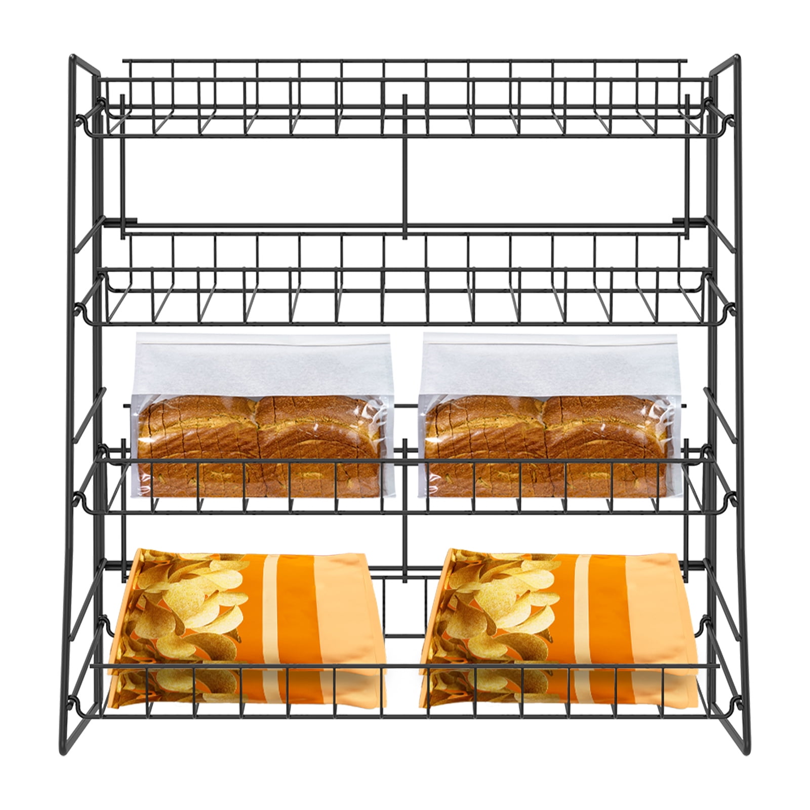 Candy Display Rack 4 Tier Metal Snack Display Stand Chip Holder ...