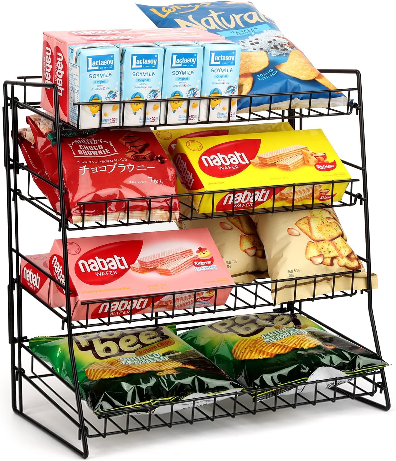 Candy Display Rack, Metal Snack Rack Display Stand, Snack Organizer for ...