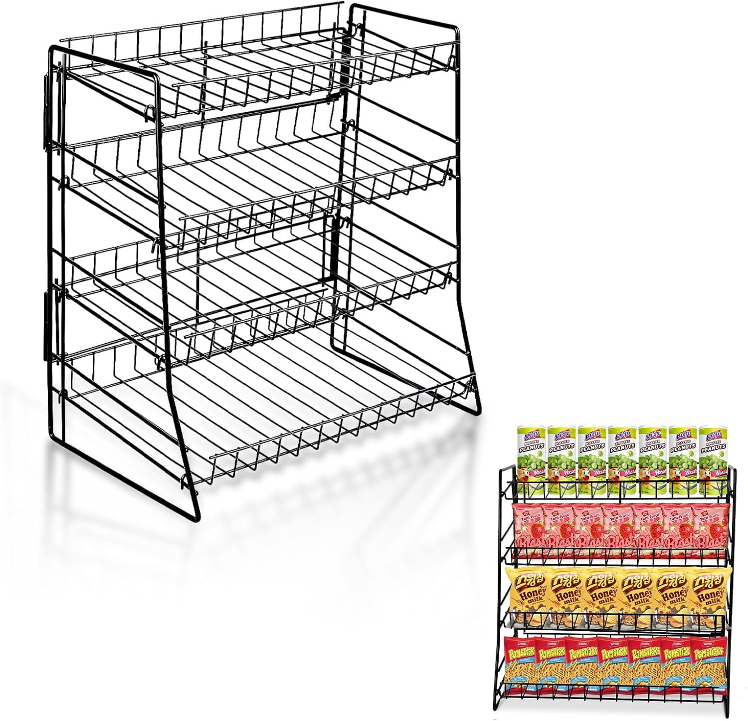 Candy Display Rack, Snack Rack Display Stand, Metal Snack Organizer for ...