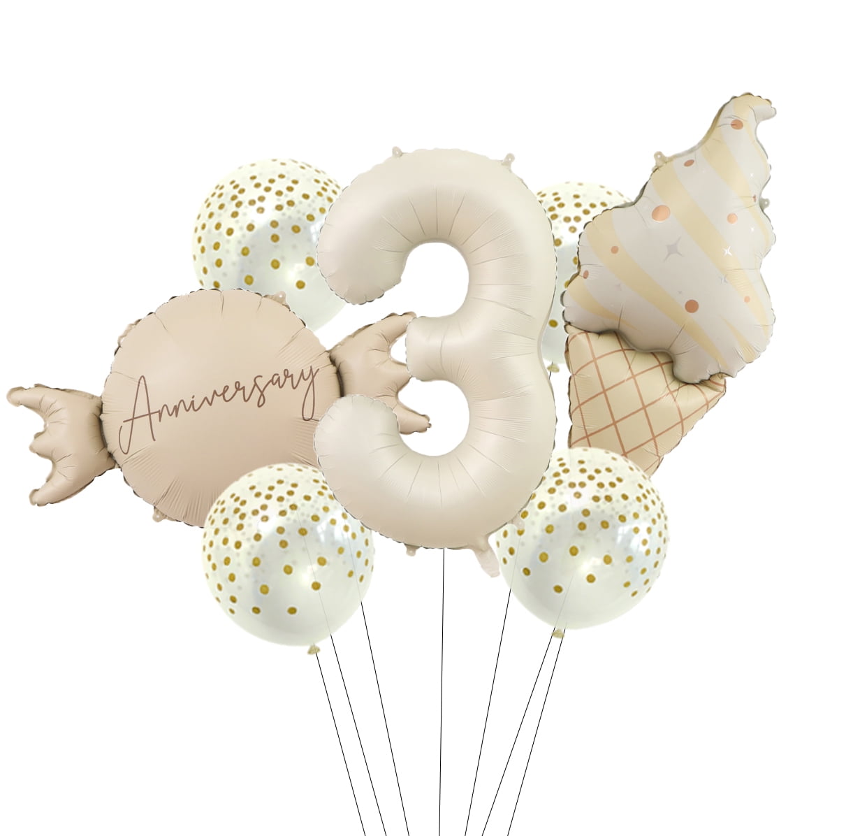 Candy Donut Ice Cream Foil Balloons with Colorful Confetti Ballon 1 2 3 ...