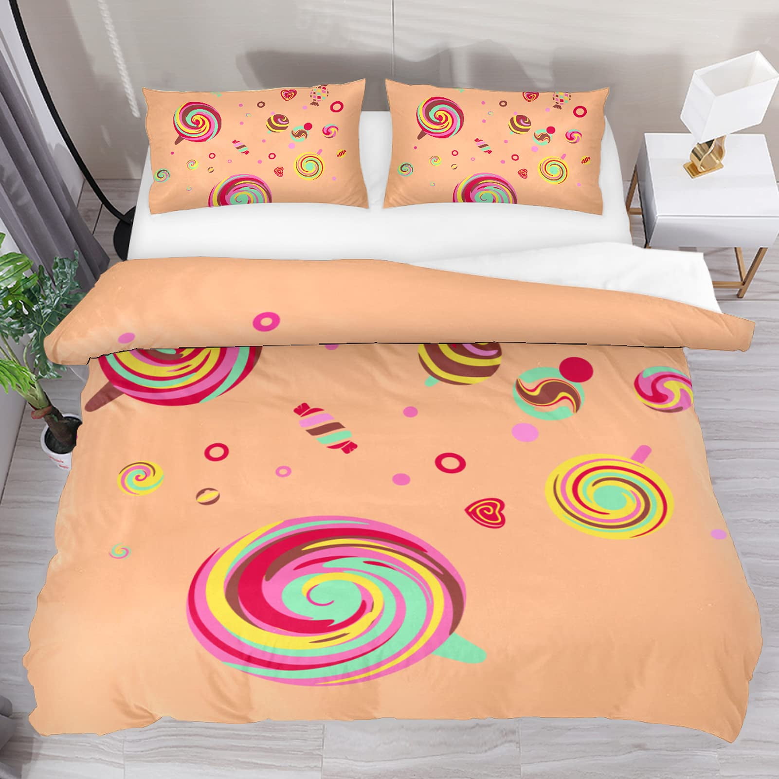 Candy Duvet Cover Set Colorful Donuts Bedding Set for Kids Children ...