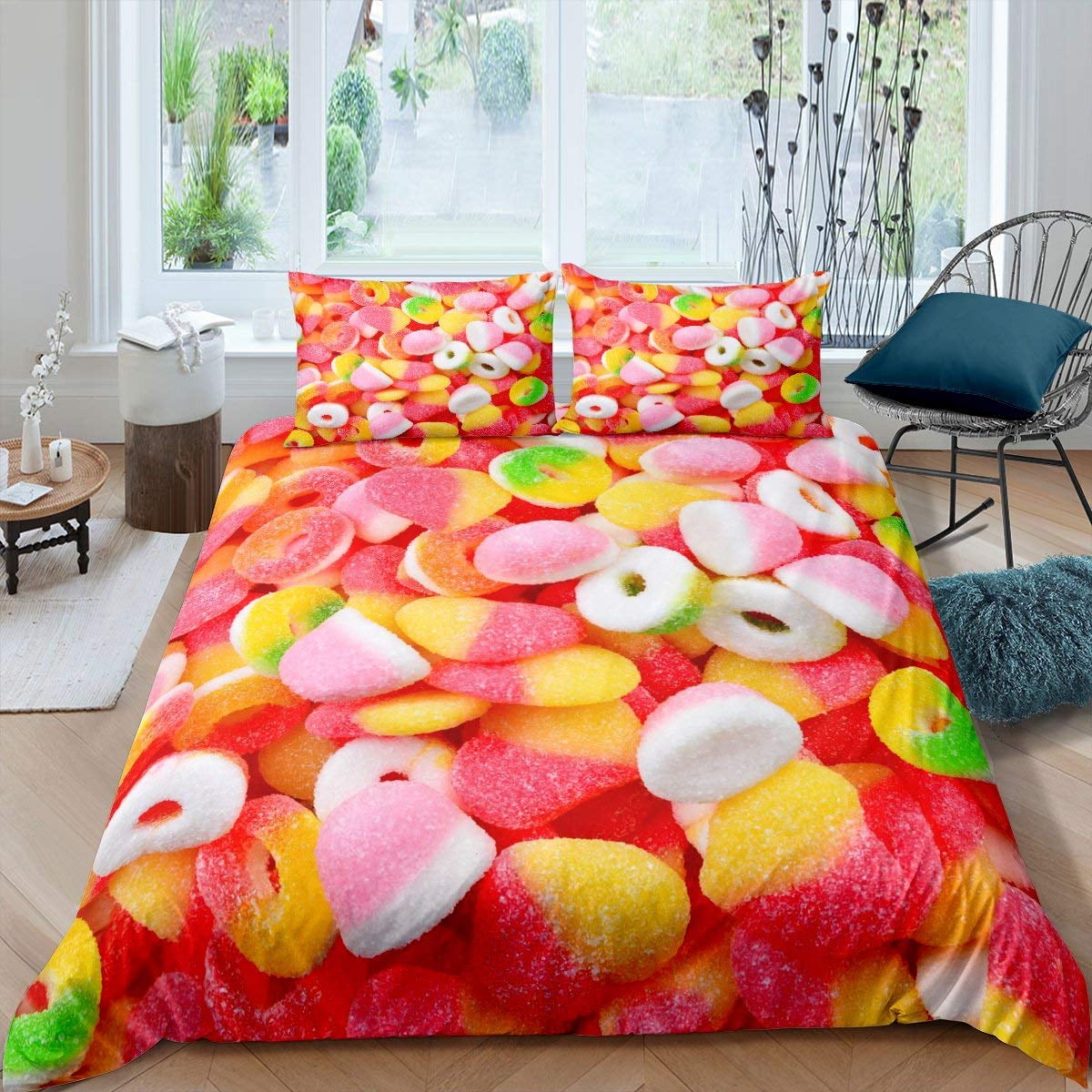 Candy Duvet Cover Set Colorful Donuts Bedding Set for Kids Children ...