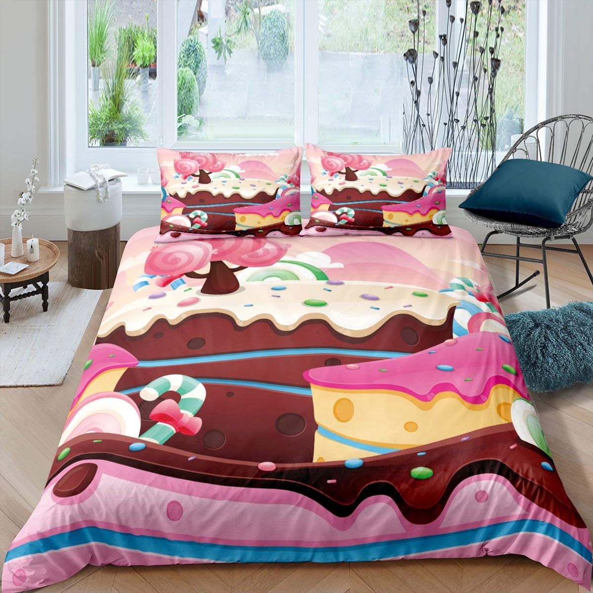 Candy Duvet Cover Set Colorful Donuts Bedding Set for Kids Children ...