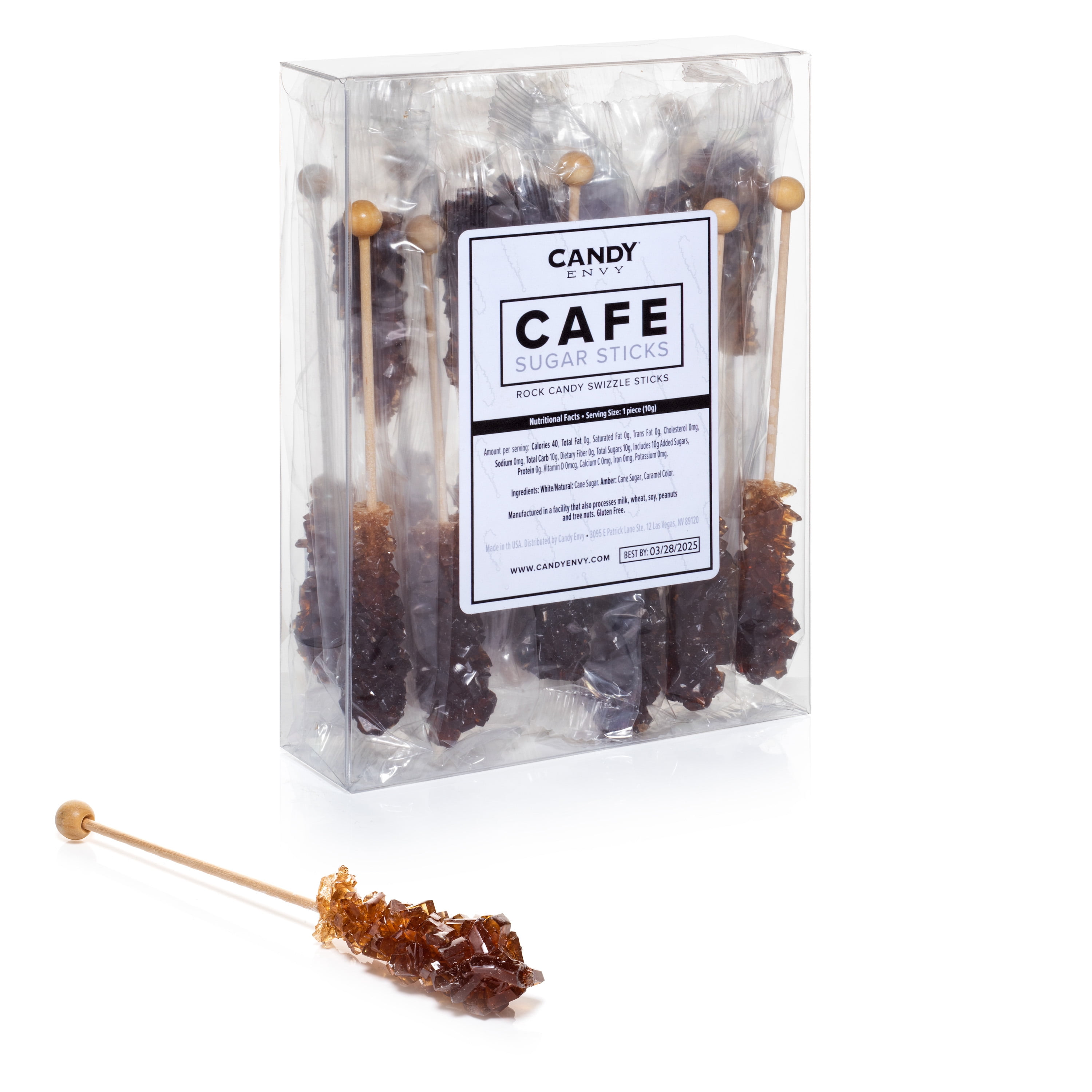 Candy Envy Amber Cafe Rock Candy, 18 Individually-Wrapped Swizzle ...