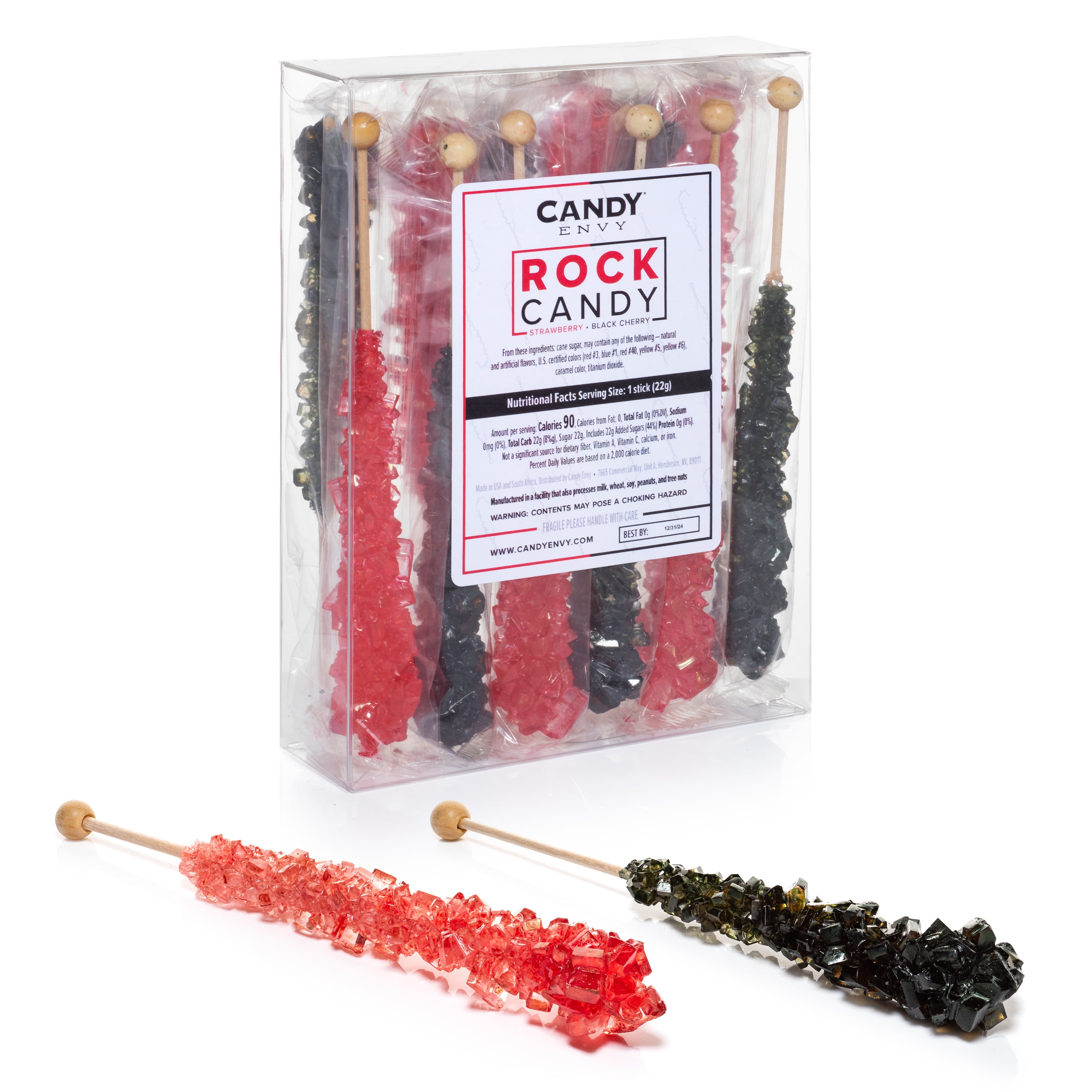 Candy Envy Black & Red Rock Candy Crystal Sticks, 12 Count, Indiv ...