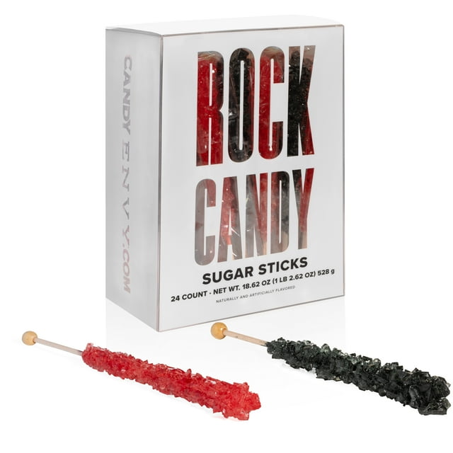Candy Envy Black & Red Rock Candy Sugar Sticks, 24 Count, Indiv ...