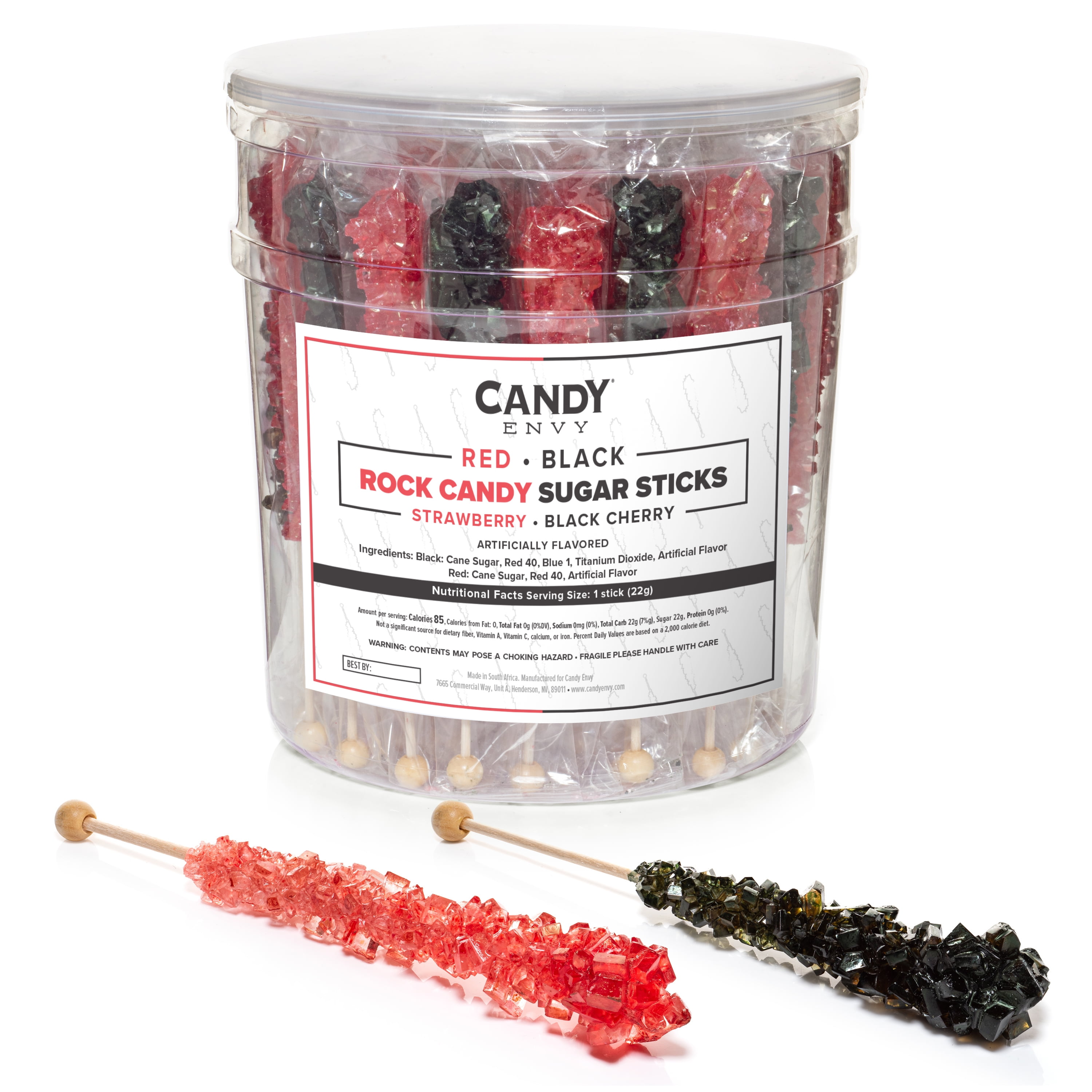 Candy Envy Black & Red Rock Candy Sugar Sticks, 36 Count, Indiv ...