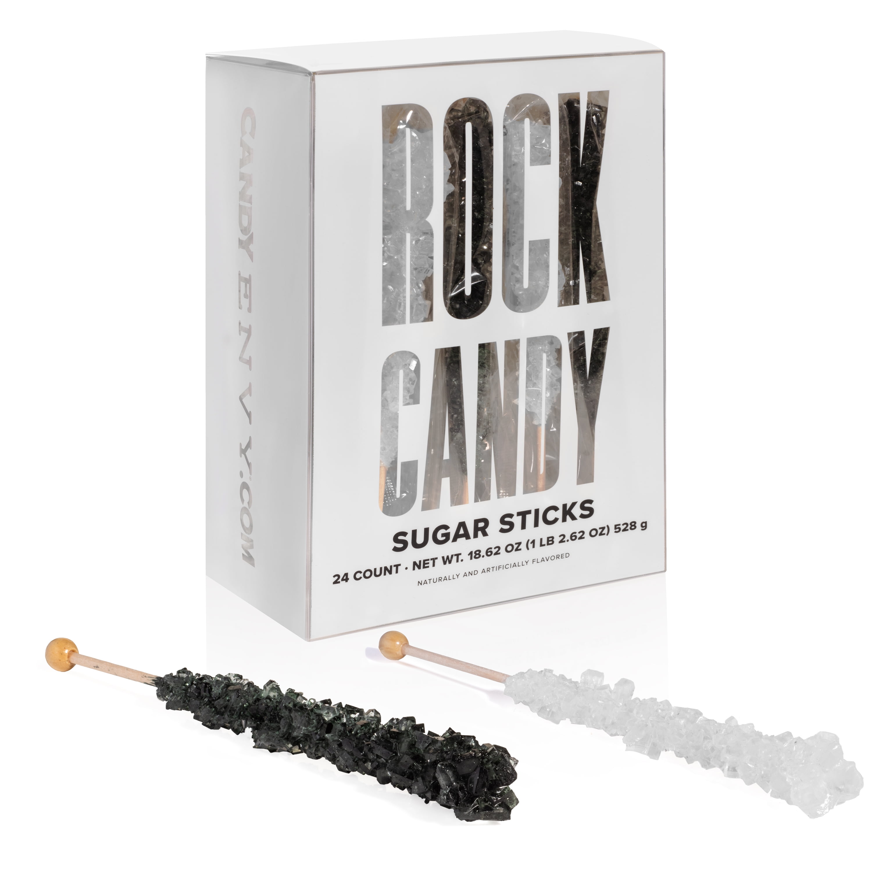 Candy Envy Black and White Rock Candy Sugar Stick, Black Cherry and ...