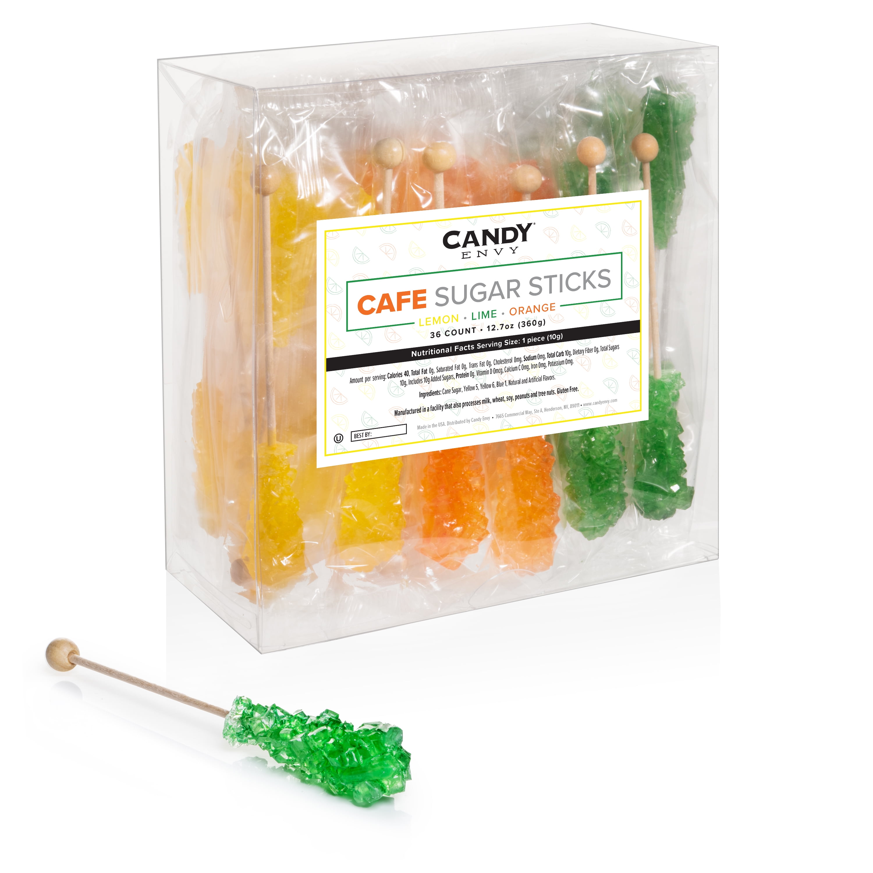 Candy Envy Citrus Cafe Sugar Sticks, 36 Individually-Wrapped Sugar ...
