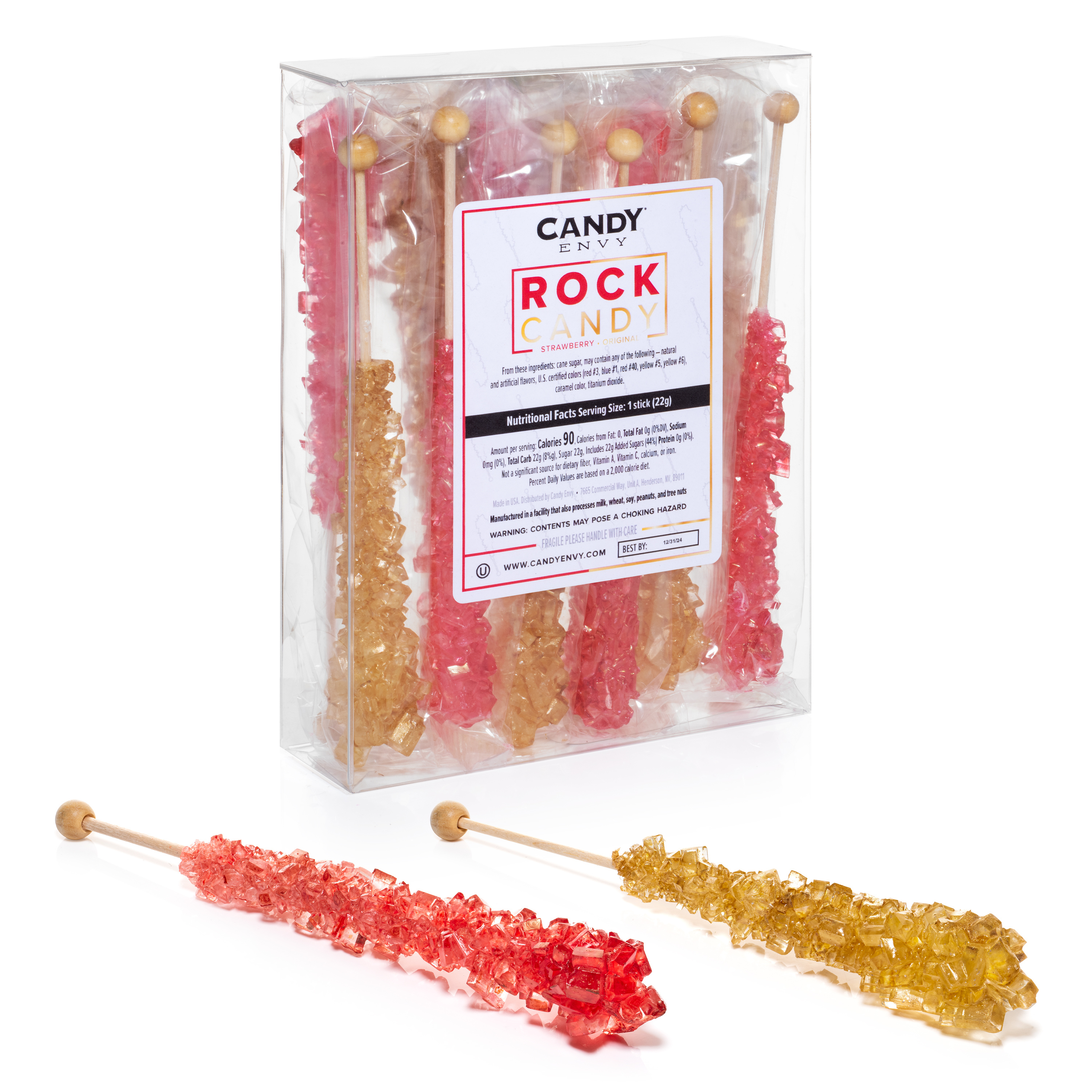 Candy Envy Gold & Red Rock Candy Crystal Sticks, 12 Count, Indiv ...