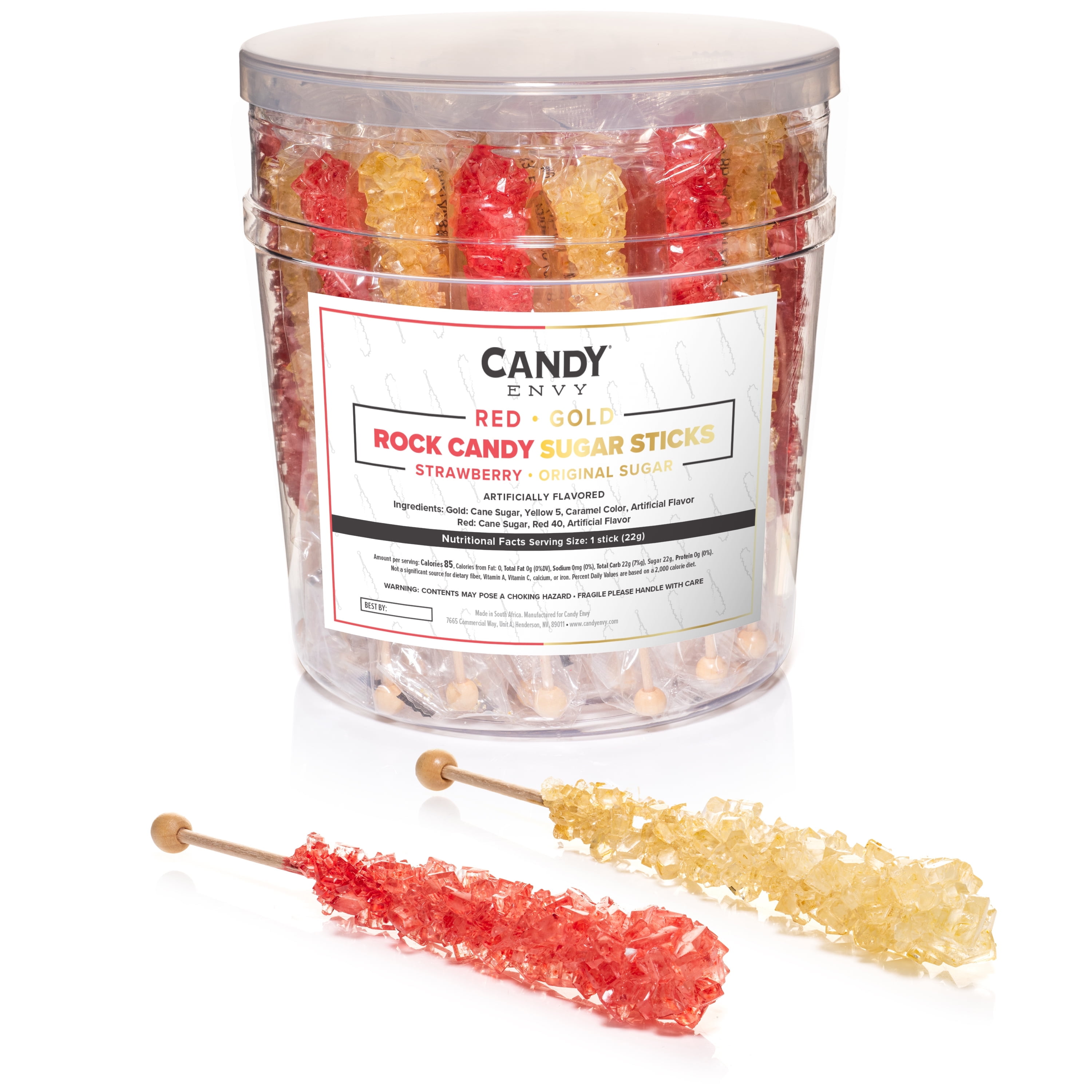 Candy Envy Gold & Red Rock Candy Sugar Sticks, 36 Count, Indiv. Wrapped ...