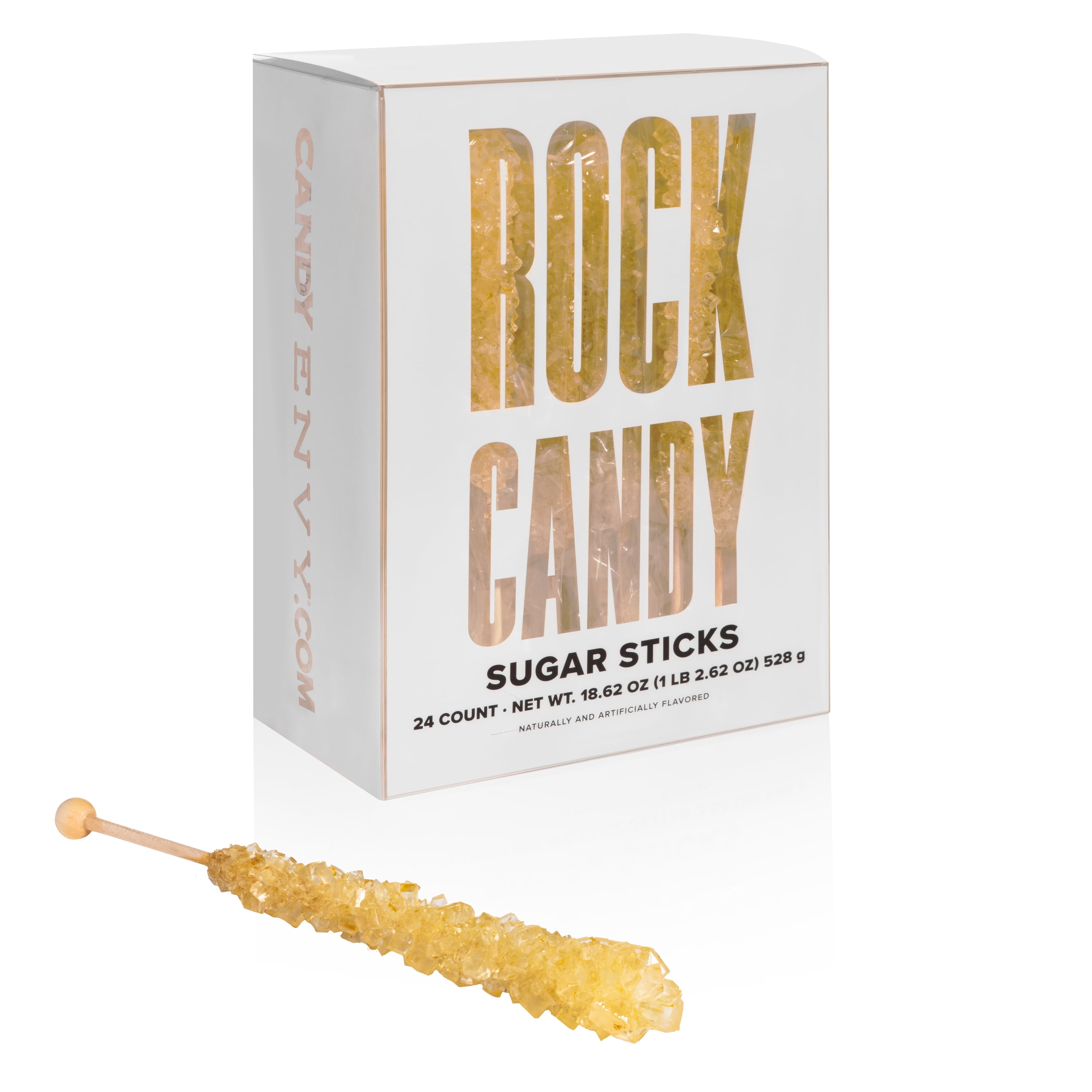 Candy Envy Gold Rock Candy Sugar Stick, Original Sugar Flavor, 24 Ct ...