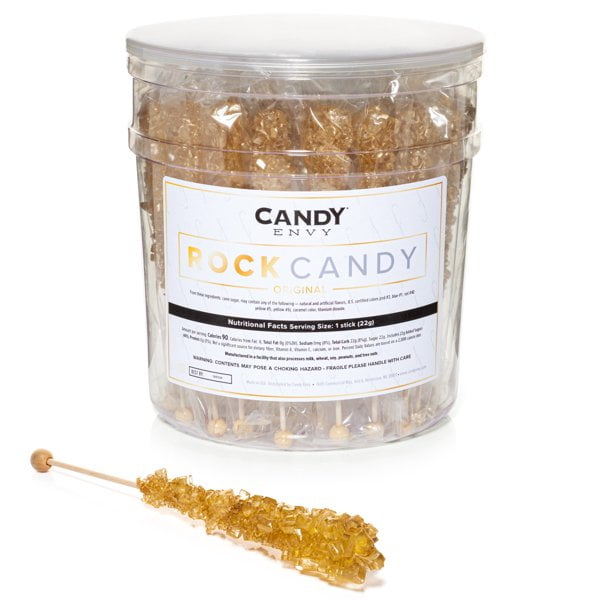 Candy Envy Gold Rock Candy Sugar Stick, Original Sugar Flavor, 36 Ct ...