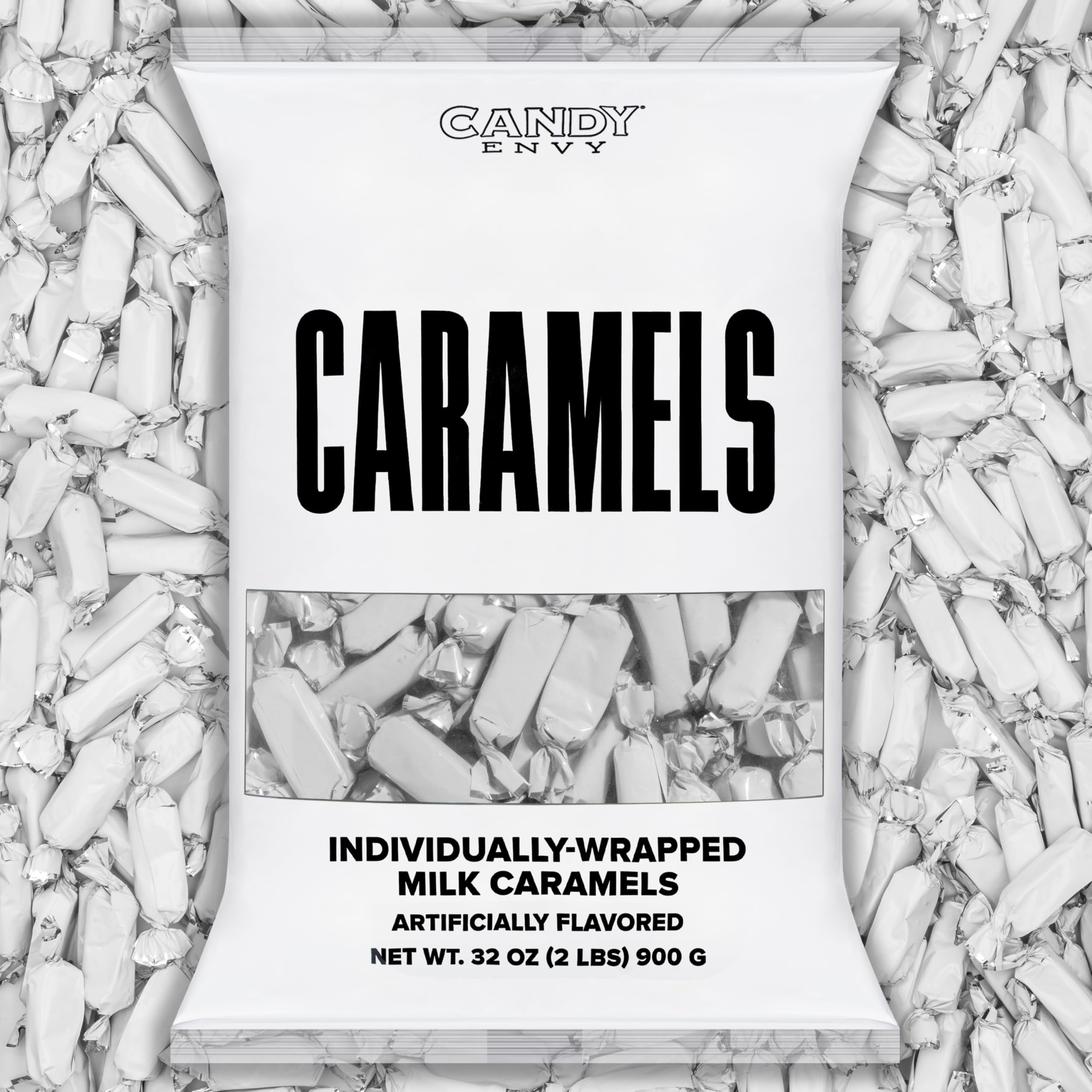 Candy Envy - Individually BCF26 Wrapped Caramels - White Wrapper - 2 ...