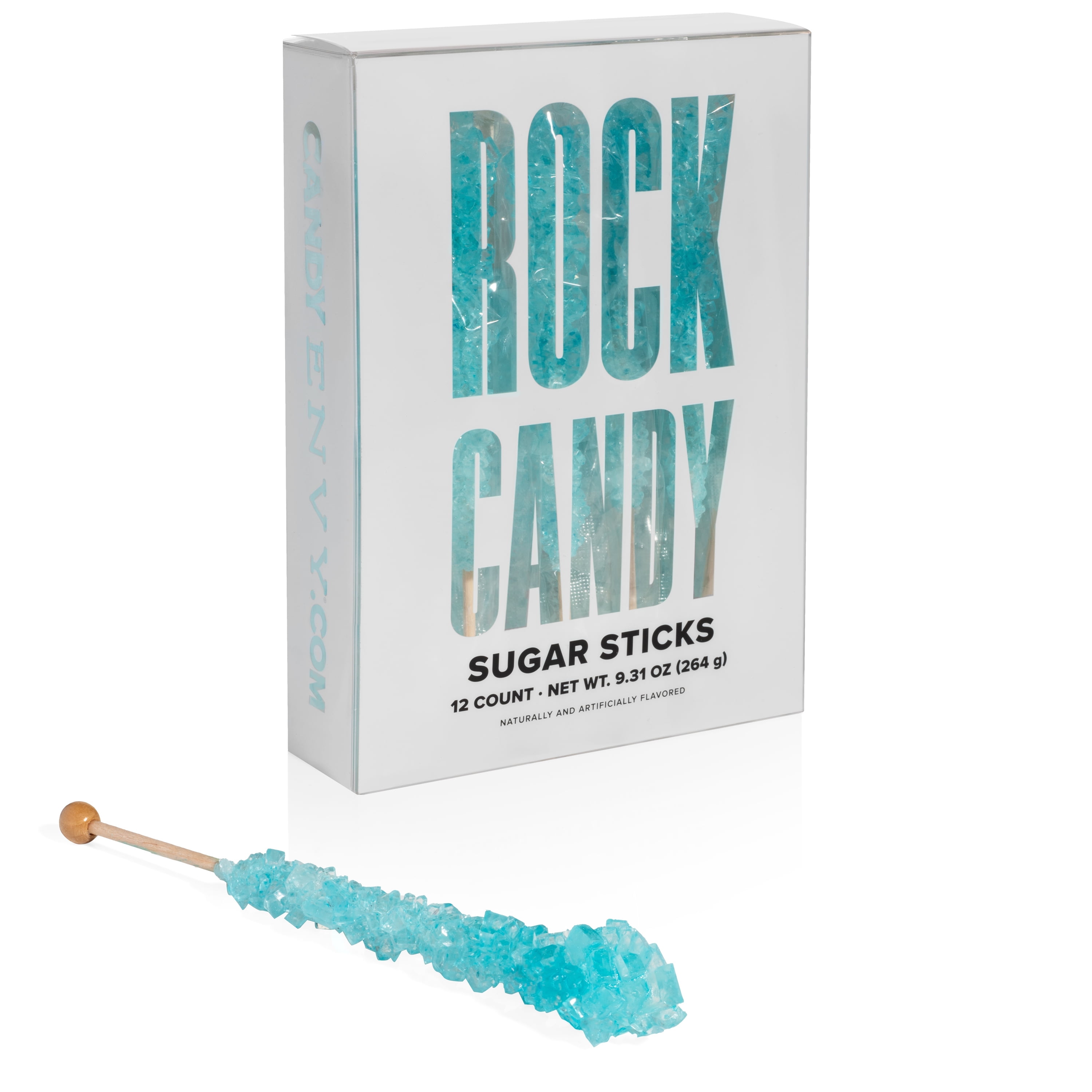 Candy Envy Light Blue Rock Candy Sugar Stick, Cotton Candy Flavor, 12 ...