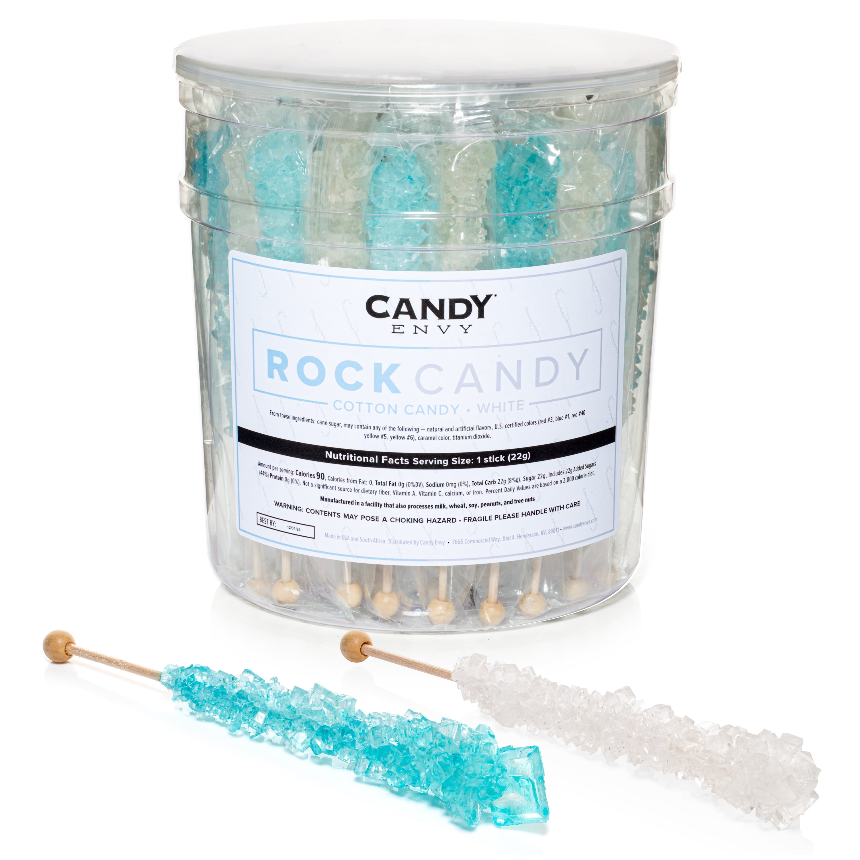 Candy Envy Light Blue and White Rock Candy Sugar Sticks, 36 Ct. Indiv ...