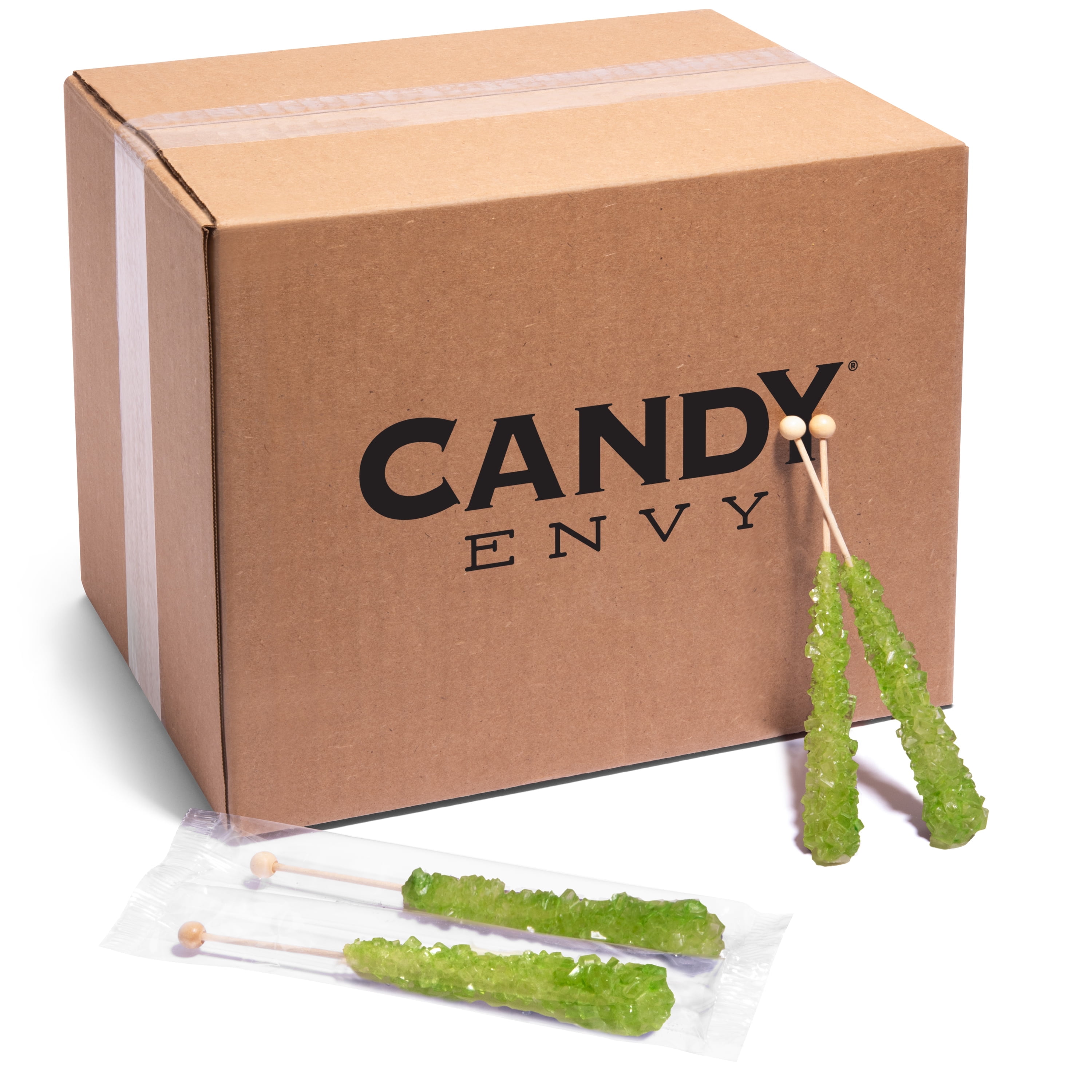 Candy Envy Light Green Rock Candy Sugar Sticks, Watermelon Flavor, 144 ...
