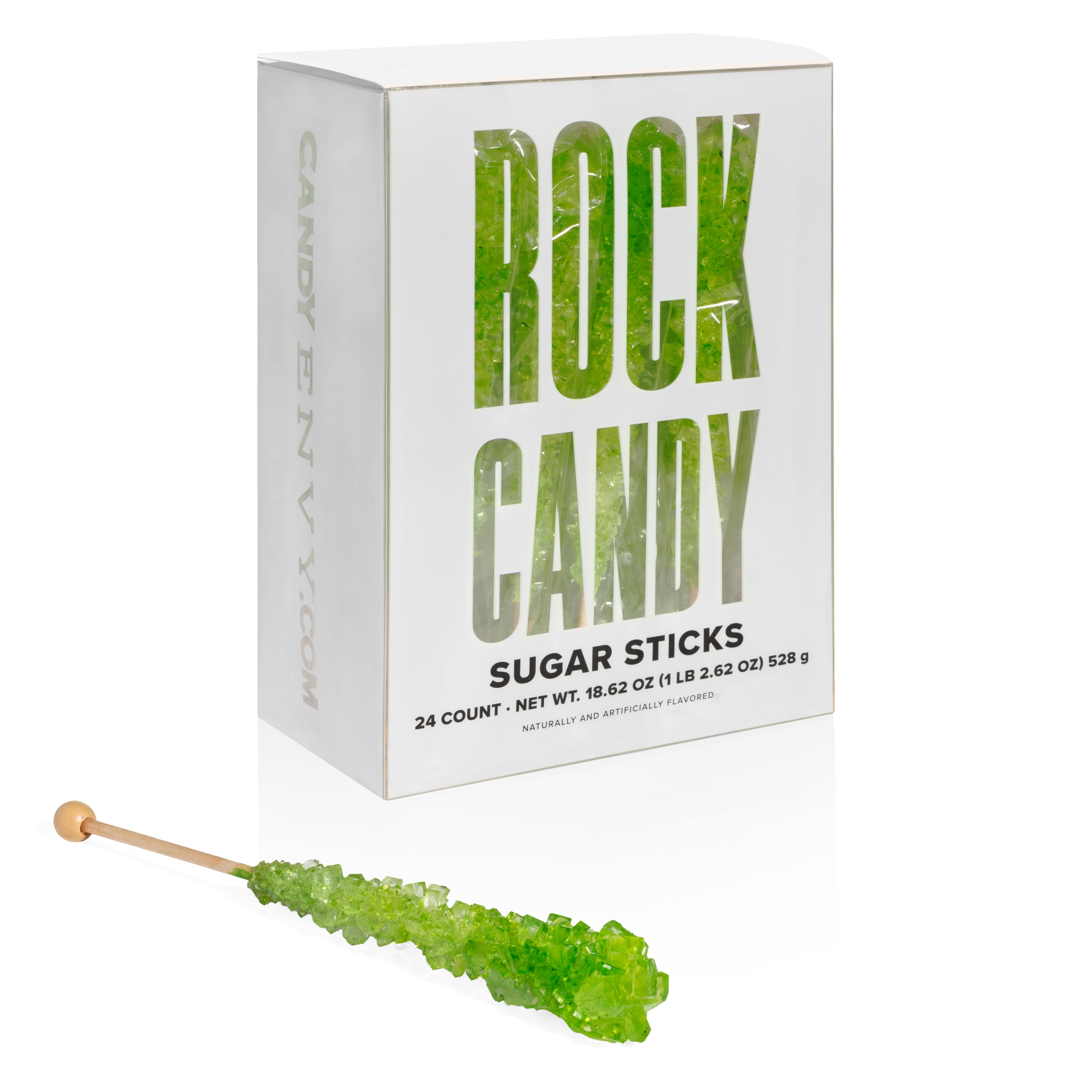 Candy Envy Light Green Rock Candy Sugar Sticks, Watermelon Flavor, 24 ...