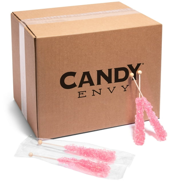 Candy Envy Light Pink Rock Candy Sugar Stick, Cherry Flavored, 144 ...