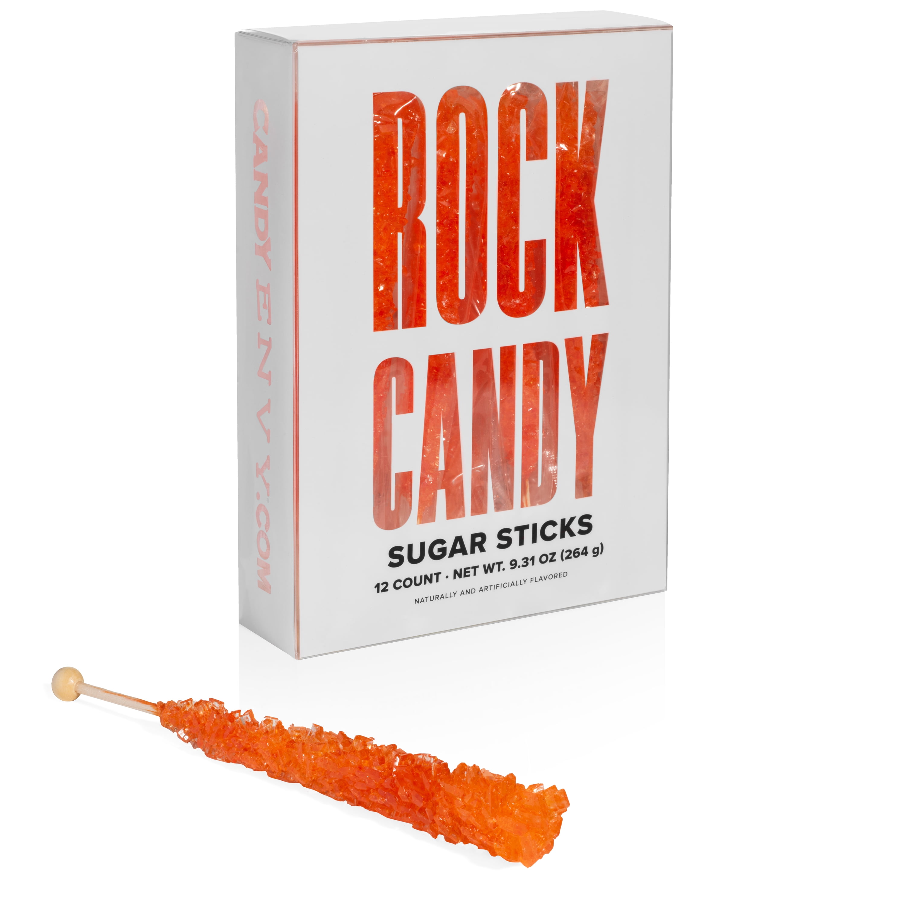 Candy Envy Orange Rock Candy Sugar Stick, Orange Flavored, 12 Ct ...