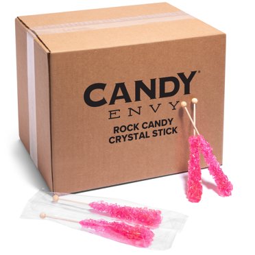 Pink Cherry Rock Candy Sticks Lollipops, Classic Sugar Rock Crystals on ...