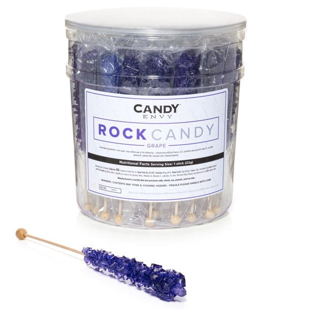 Candy Envy Purple Rock Candy Sugar Stick, Grape Flavored, 36 Count ...