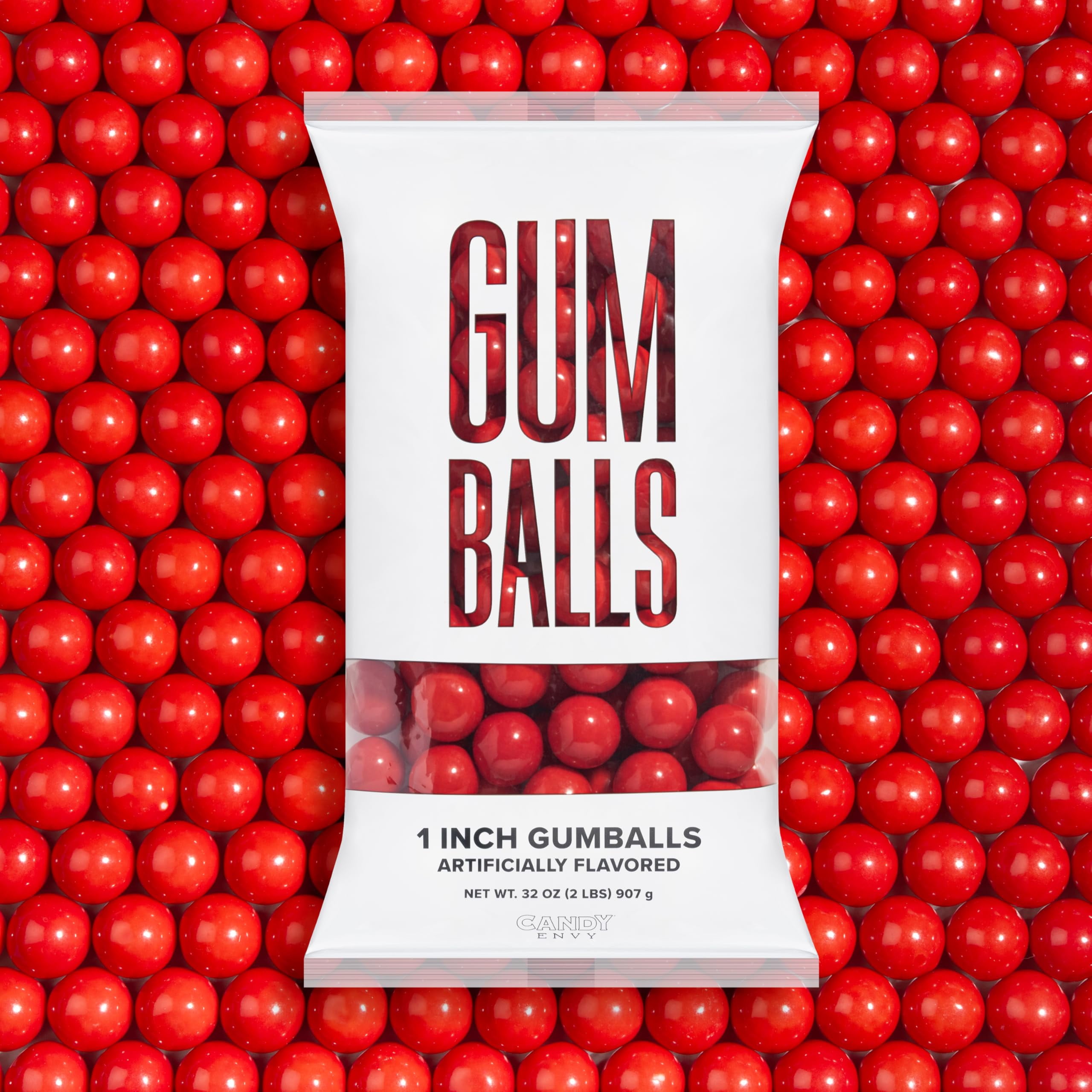 Candy Envy - Red BCF26 1 Inch Gumballs - 2lb Bag - Approximately 113 ...