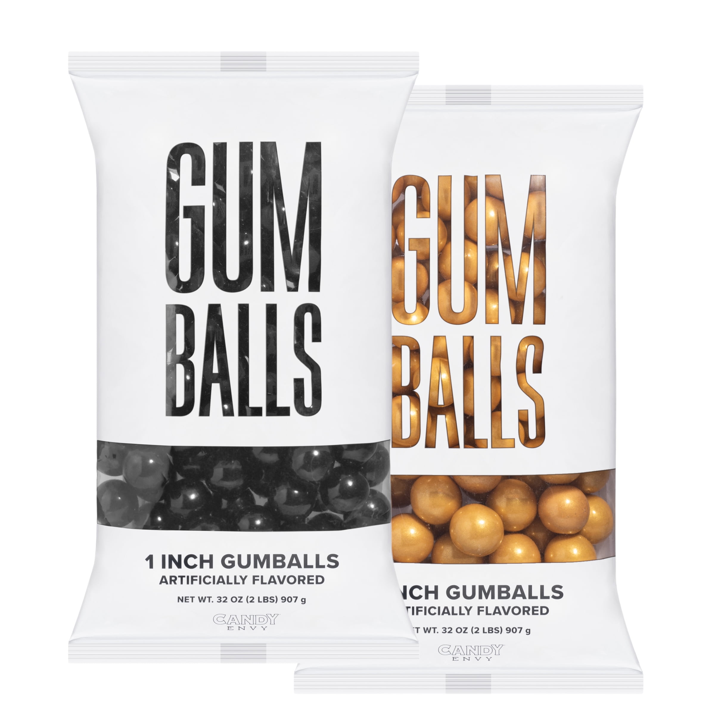 Candy Envy - Black and Gold 2 Pack Combo 1 Inch Gumballs - Approx. 113 ...