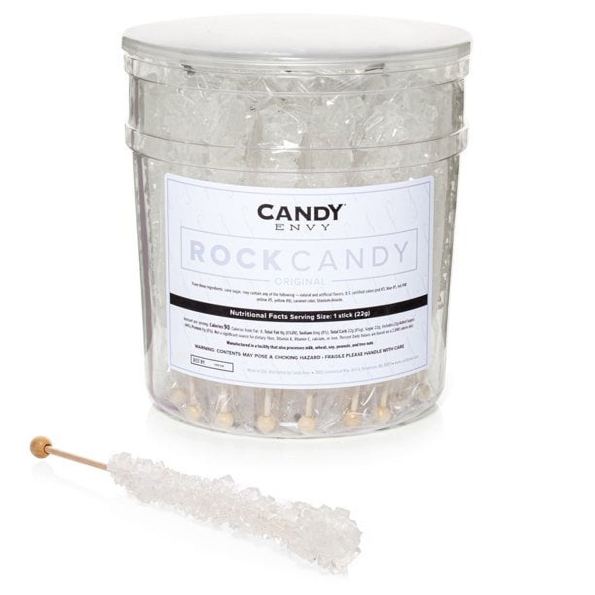 Candy Envy White Rock Candy Crystal Sticks, Original Sugar Flavored, 36 ...