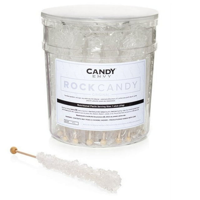 Candy Envy White Rock Candy Crystal Sticks, Original Sugar Flavored, 36 ...