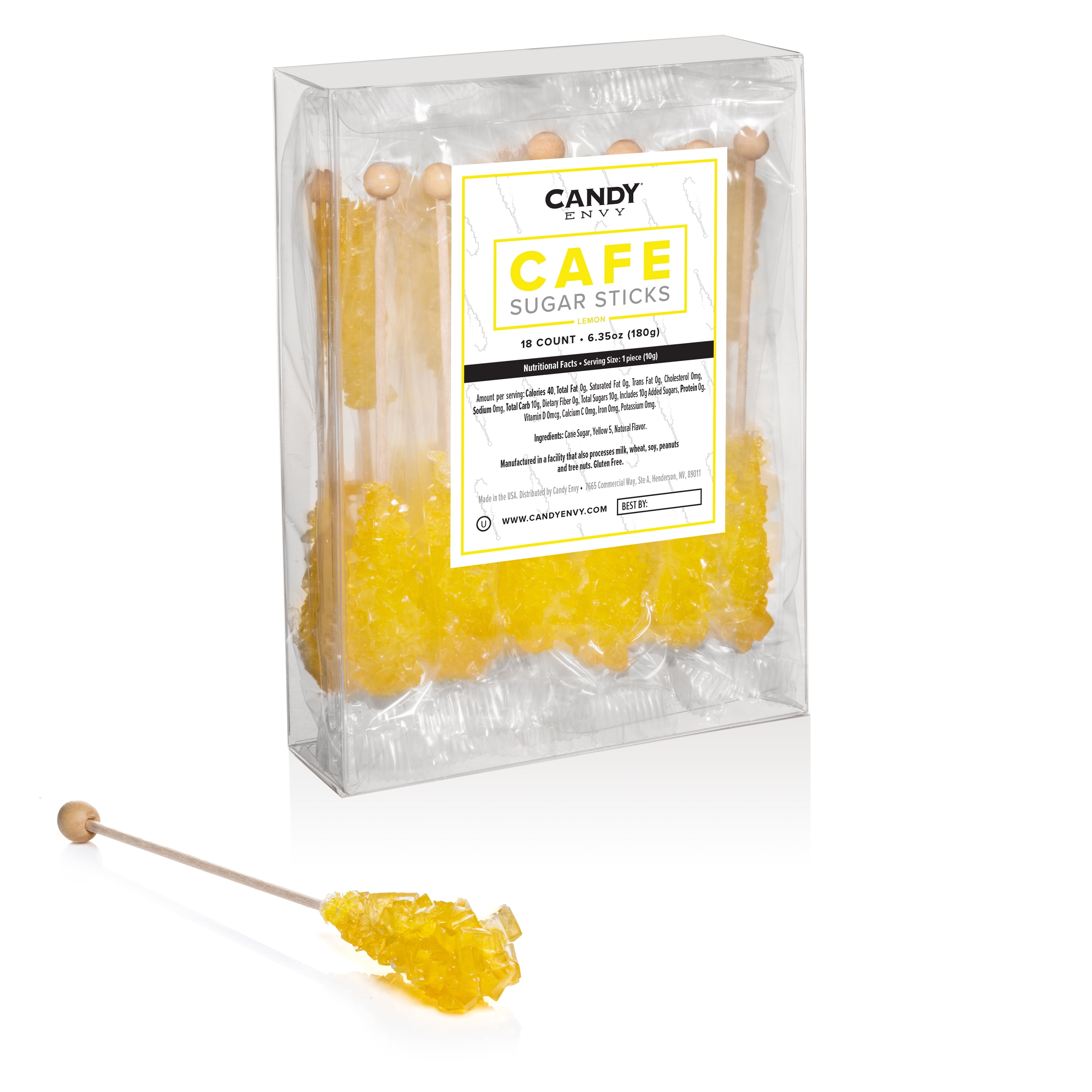 Candy Envy Yellow Cafe Sugar Sticks, 18 Individually-Wrapped Sugar ...