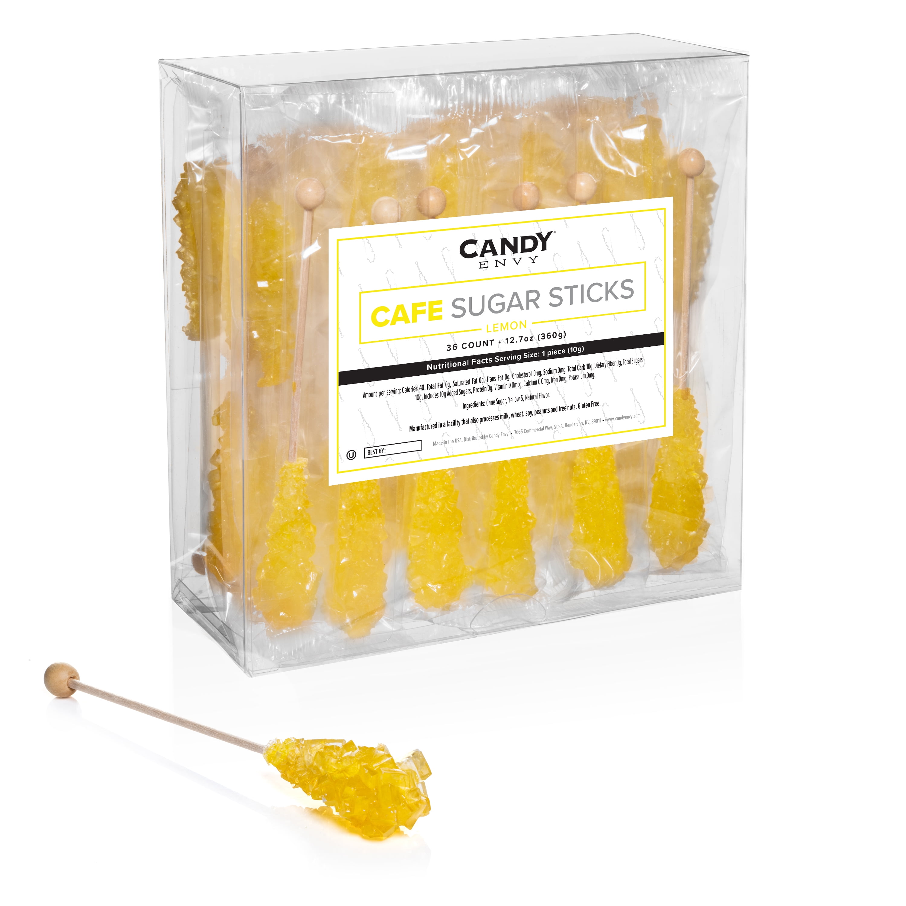 Candy Envy Yellow Cafe Sugar Sticks, 36 Individually-Wrapped Sugar ...